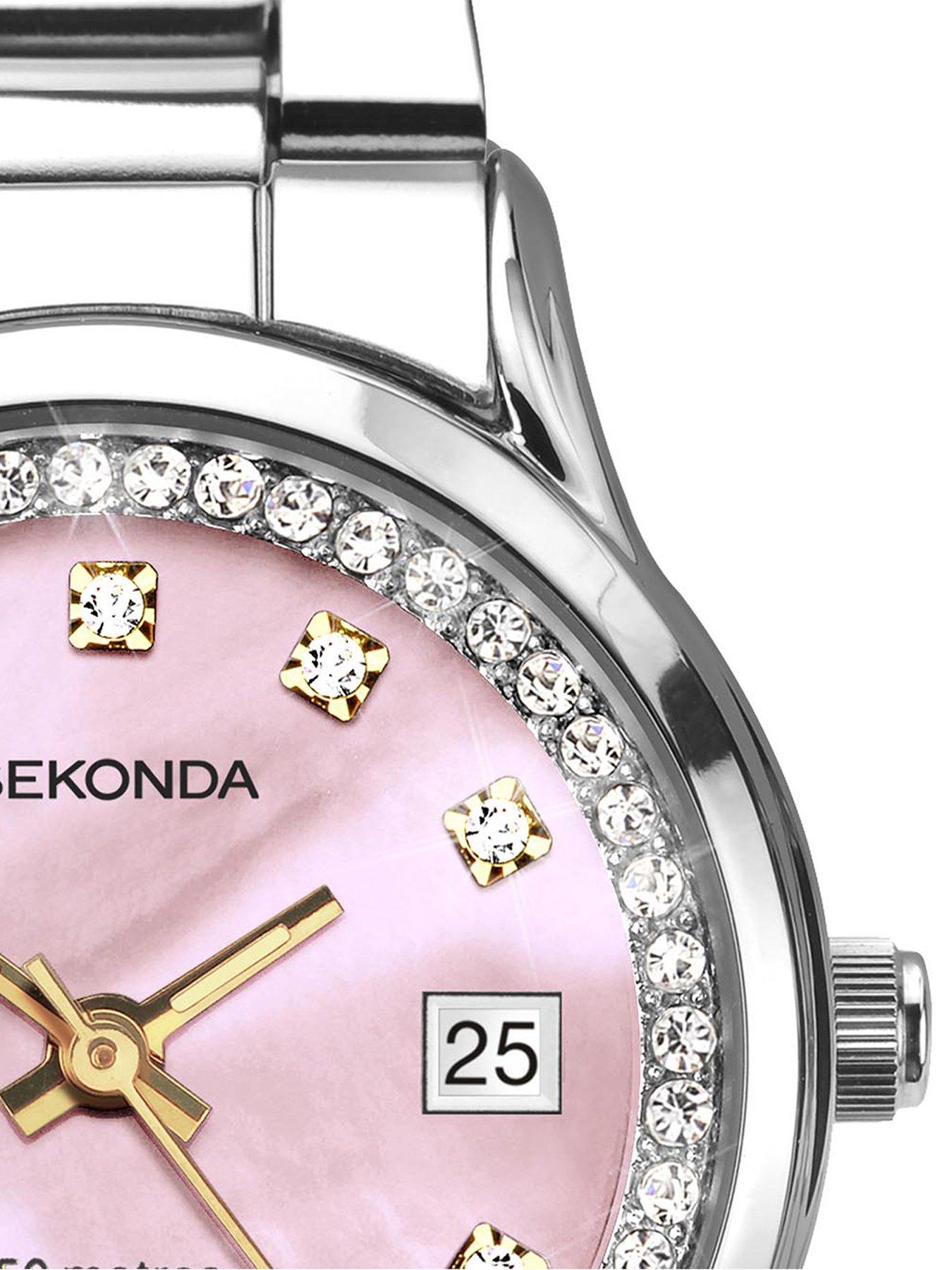 Sekonda Womens Catherine Silver Stainless Steel Bracelet with Pink ...