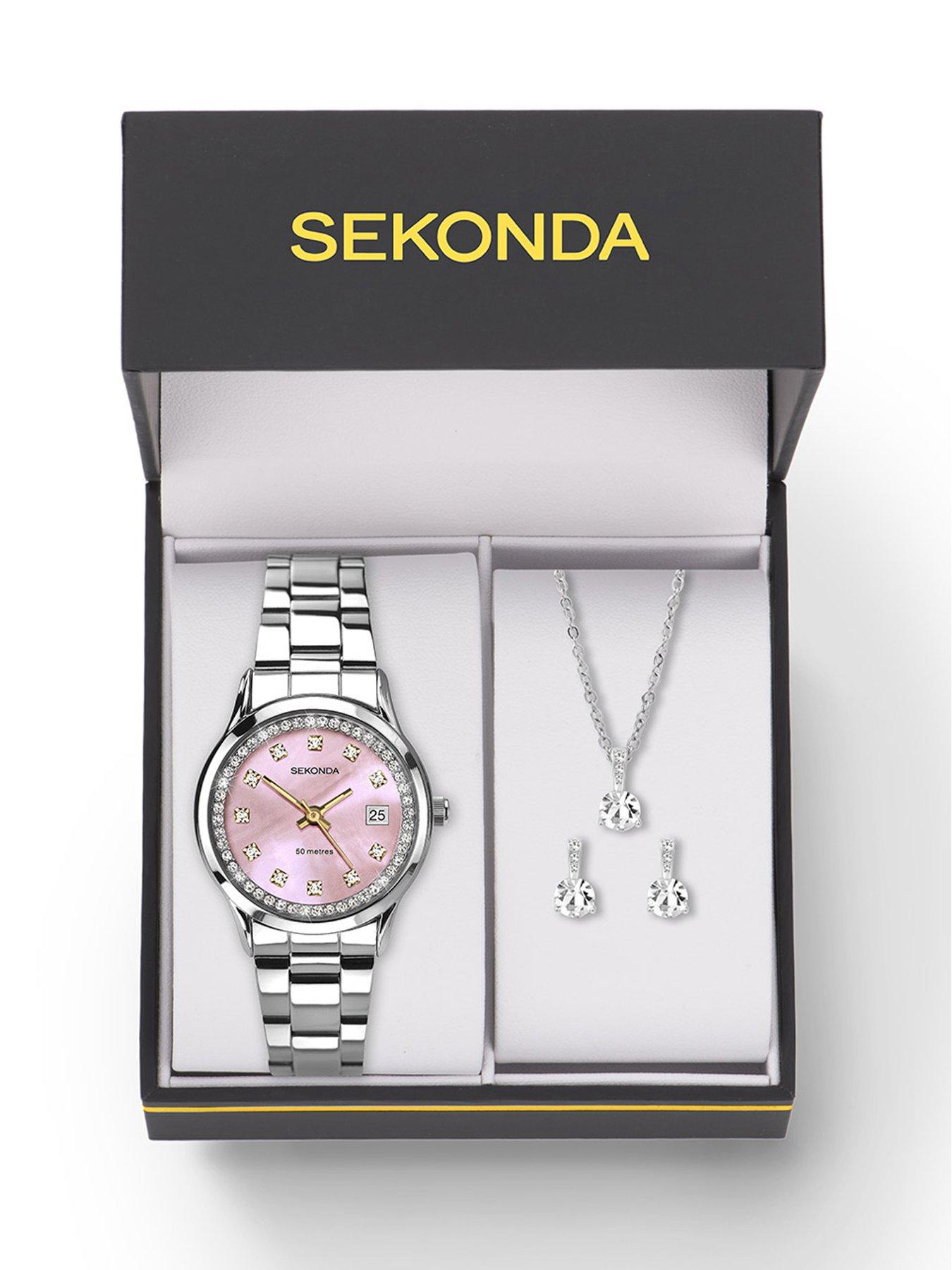 Sekonda Womens Catherine Silver Stainless Steel Bracelet with Pink ...