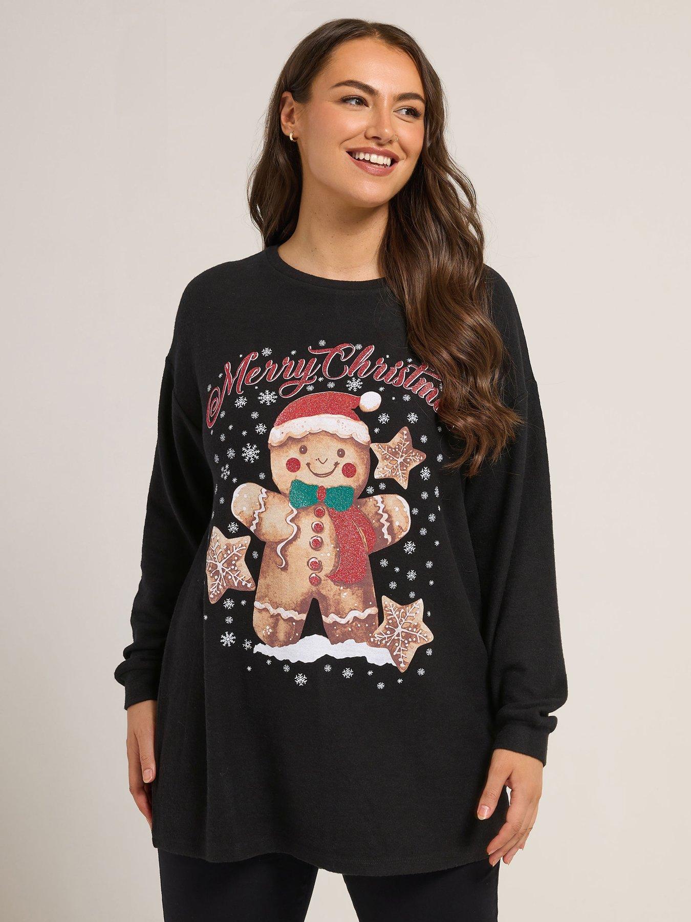 Yours Curve Gingerbread Man Jumper - Black | Very
