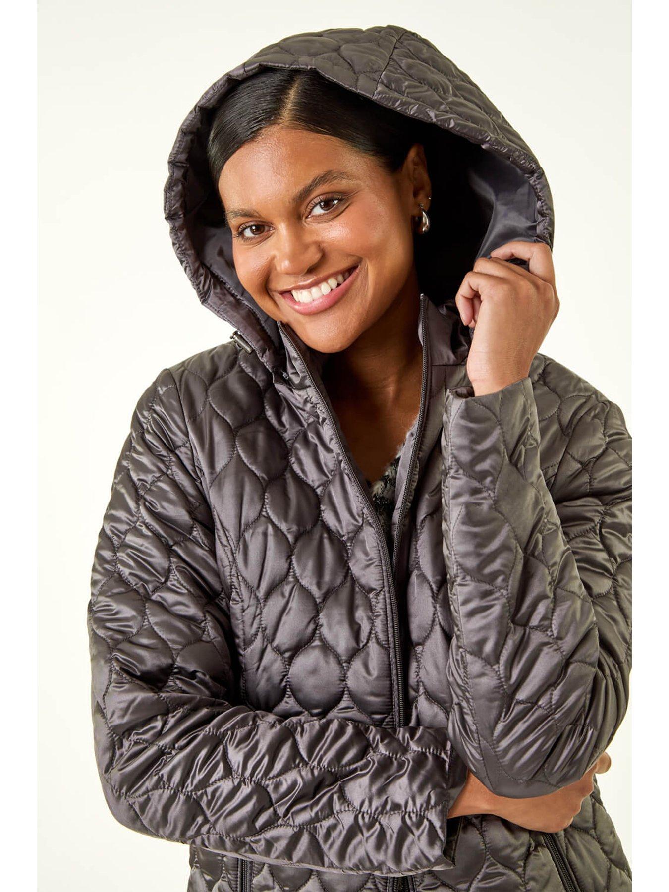Roman Hooded Quilted Puffer Coat - Grey | Very