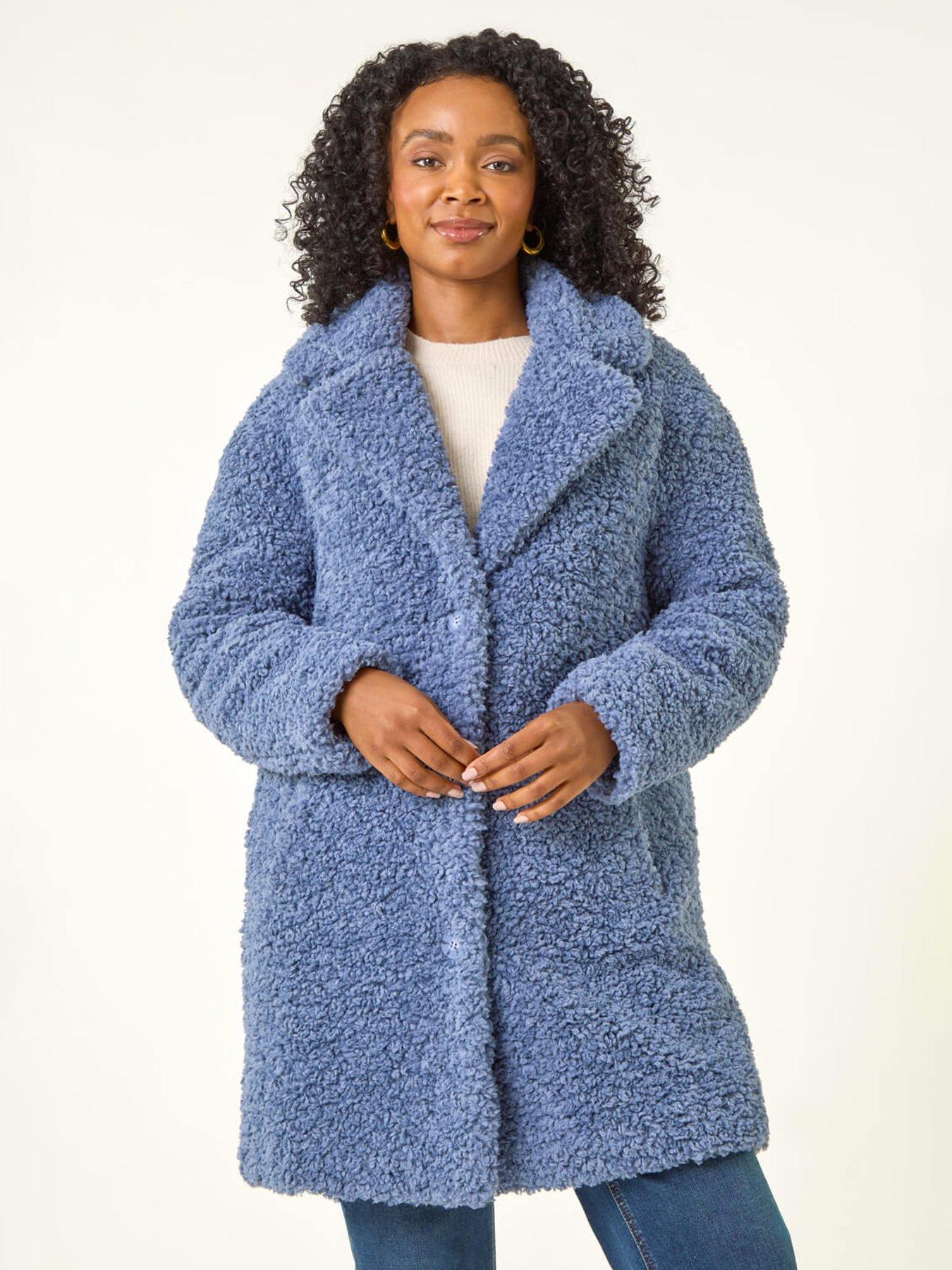 Roman Petite Teddy Longline Coat - Blue | Very