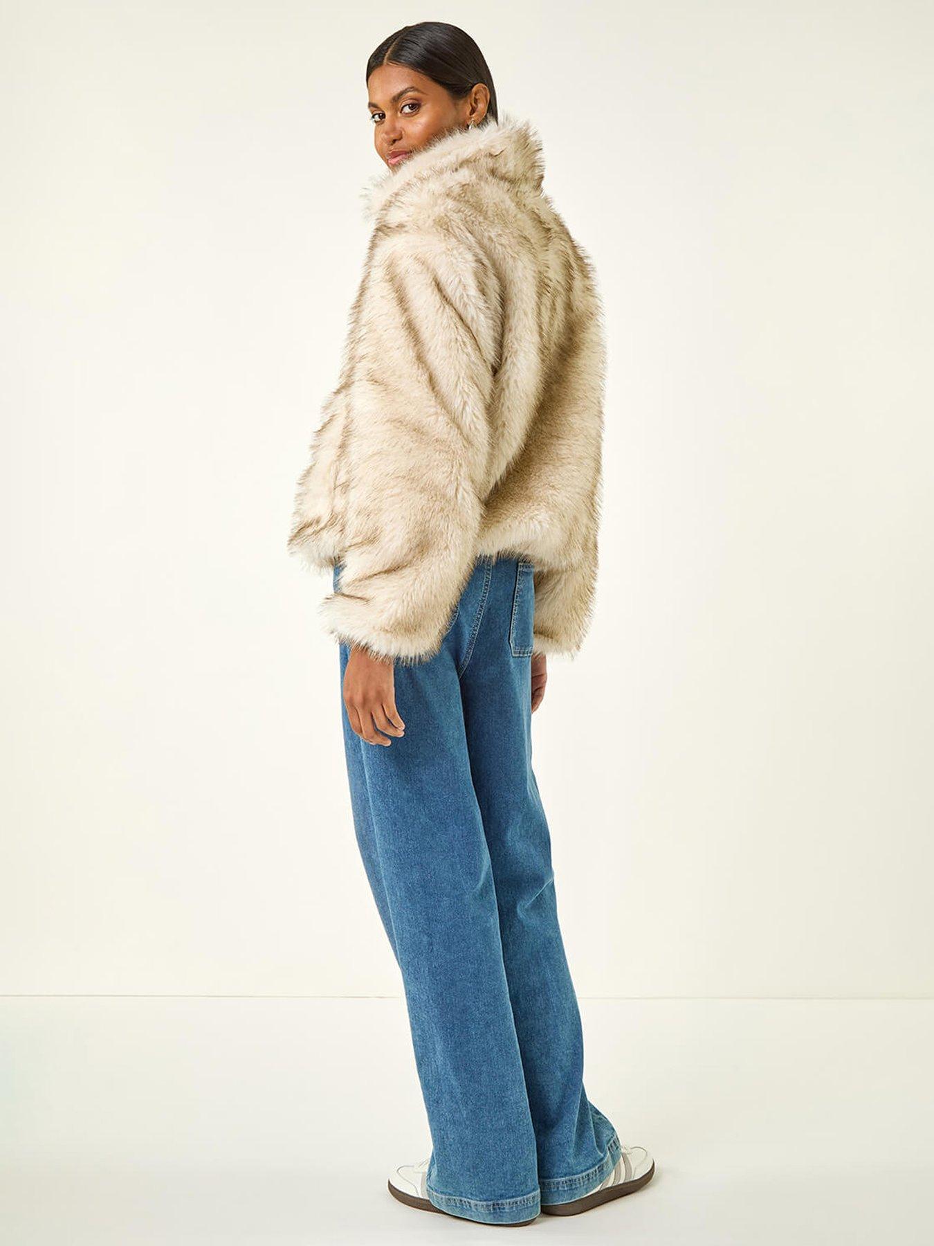 Roman Tipped Faux Fur Relaxed Bomber - Grey | Very
