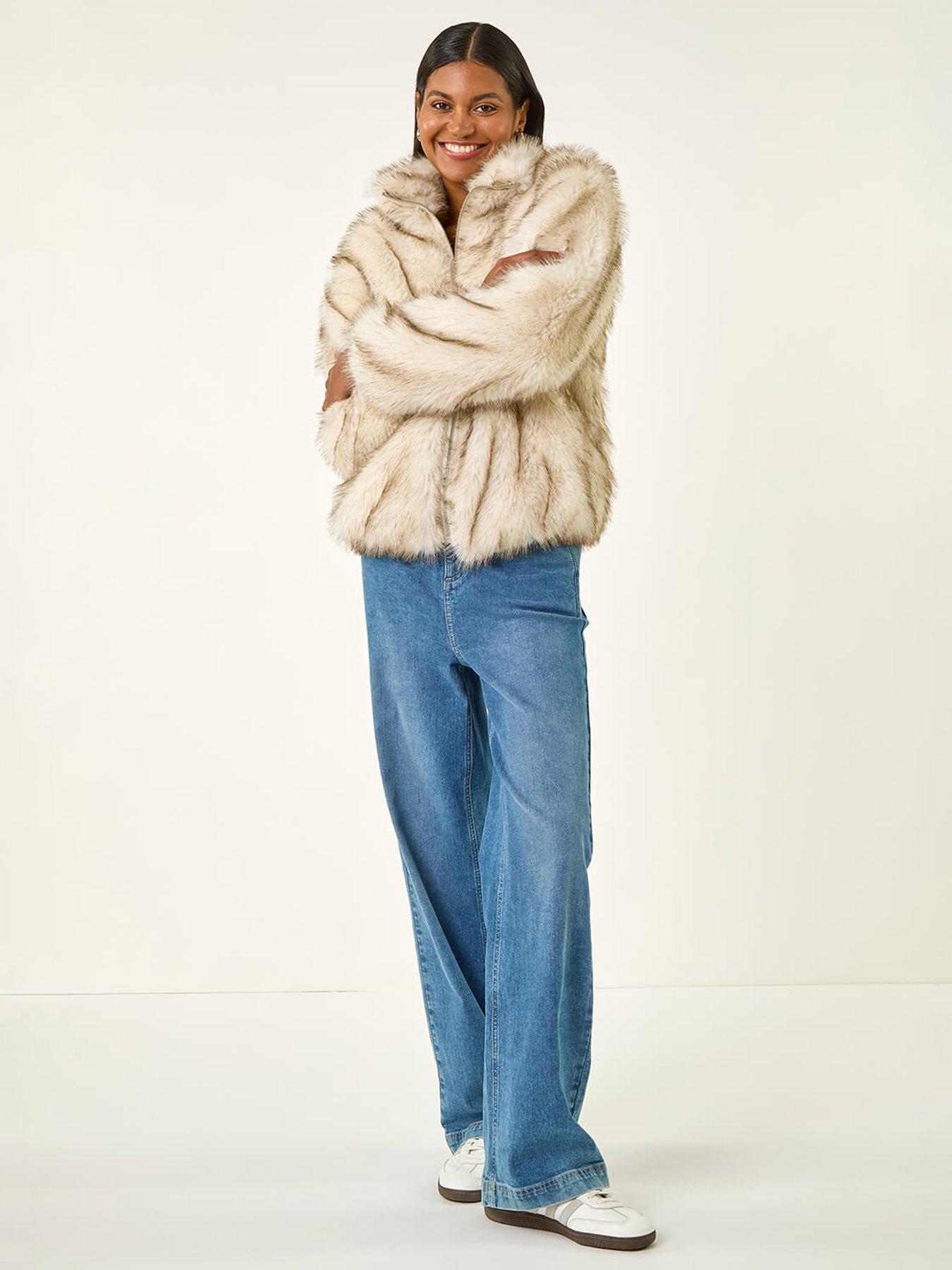Roman Tipped Faux Fur Relaxed Bomber - Grey | Very