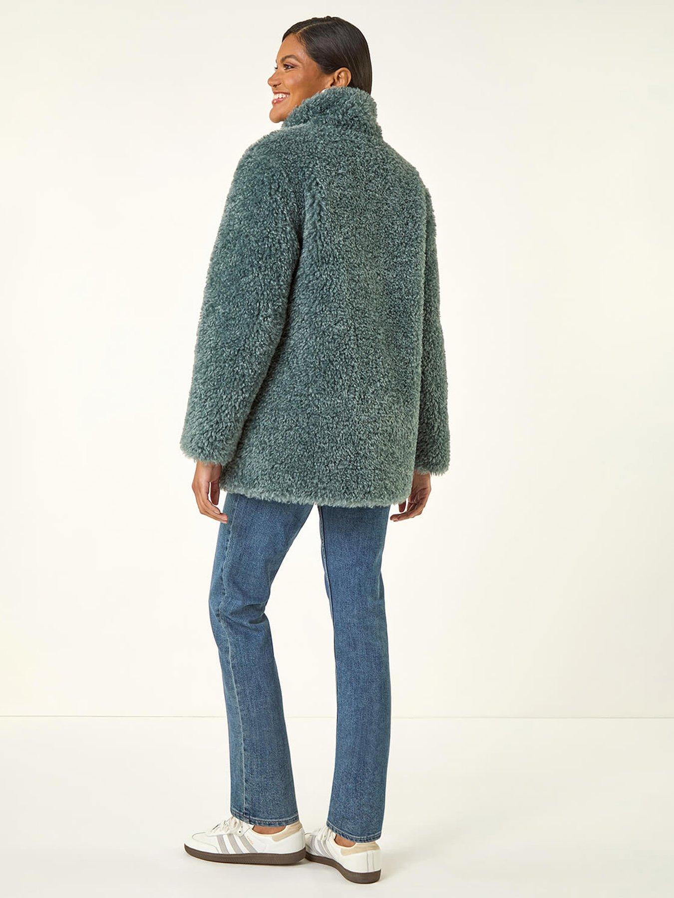 Roman Curly Soft Borg Coat - Grey | Very