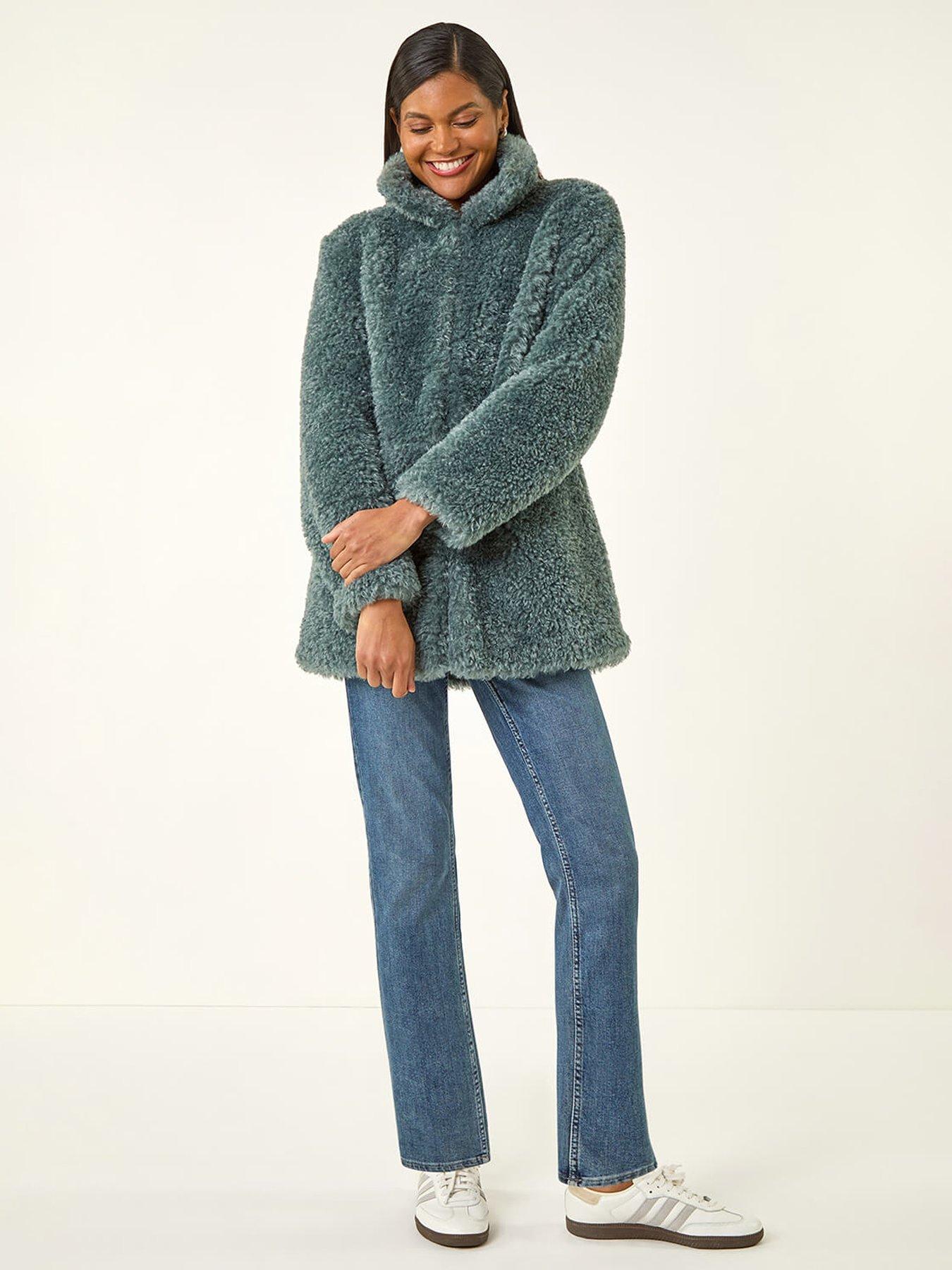 Roman Curly Soft Borg Coat - Grey | Very