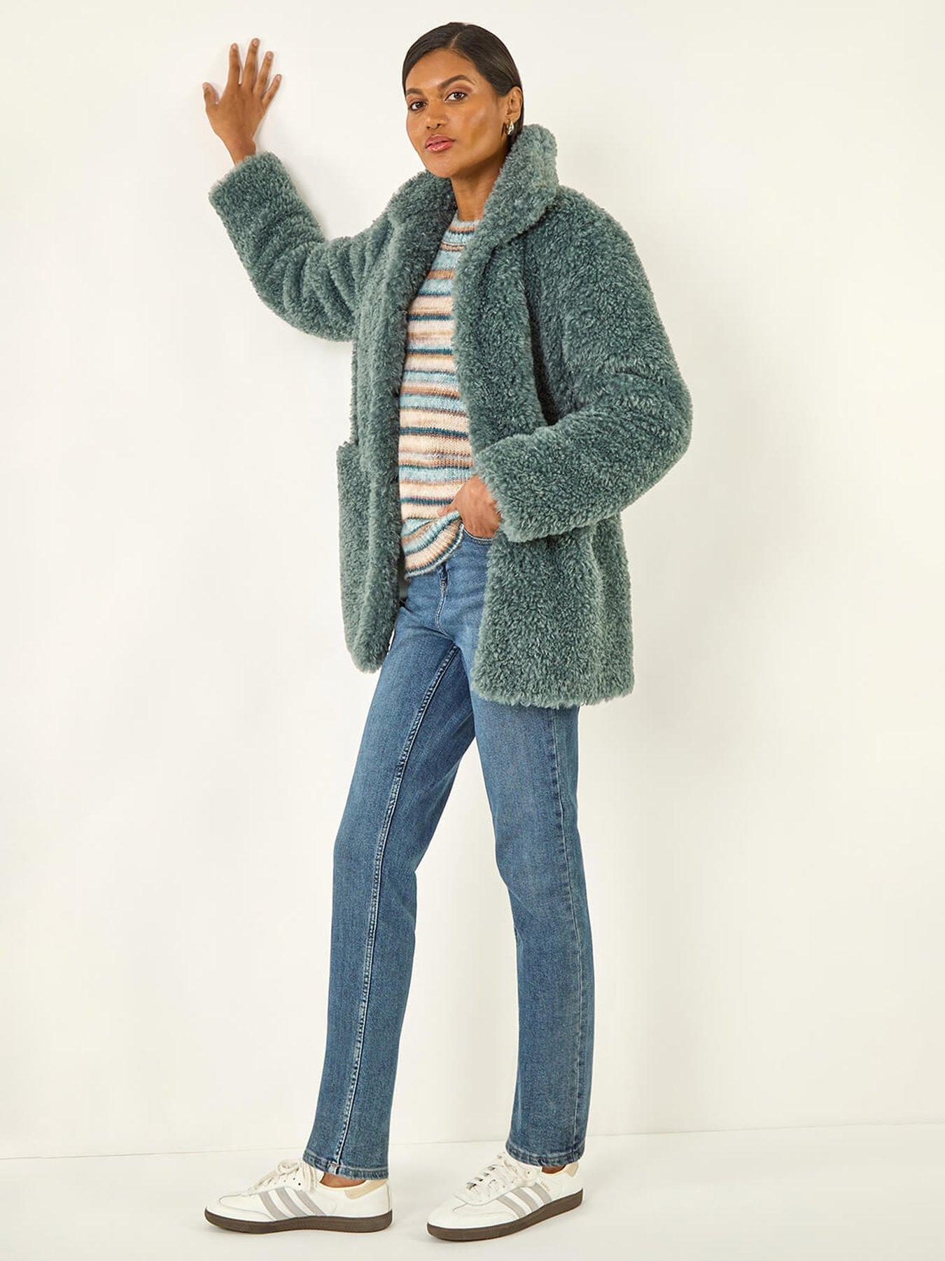 Roman Curly Soft Borg Coat - Grey | Very