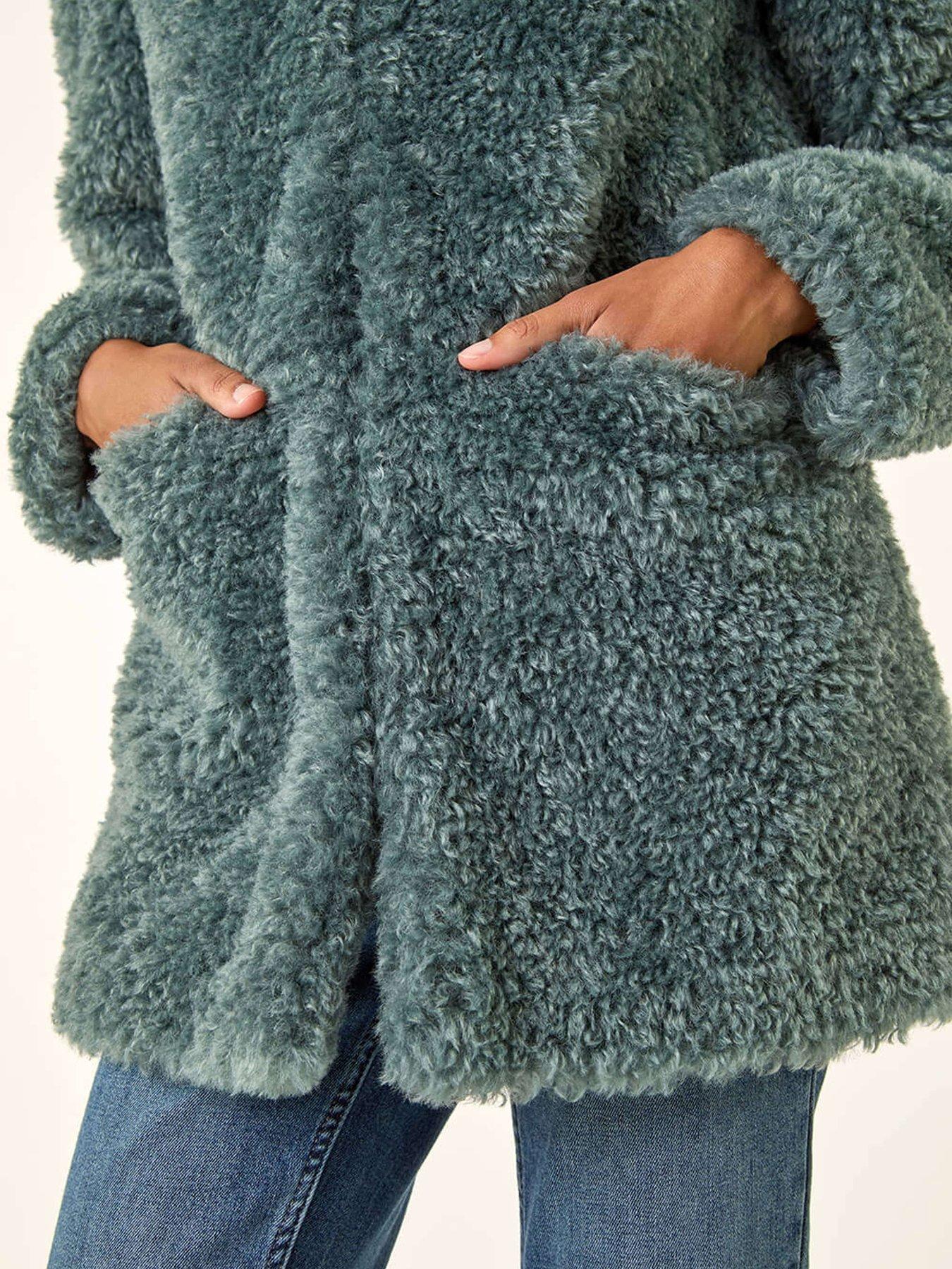 Roman Curly Soft Borg Coat - Grey | Very
