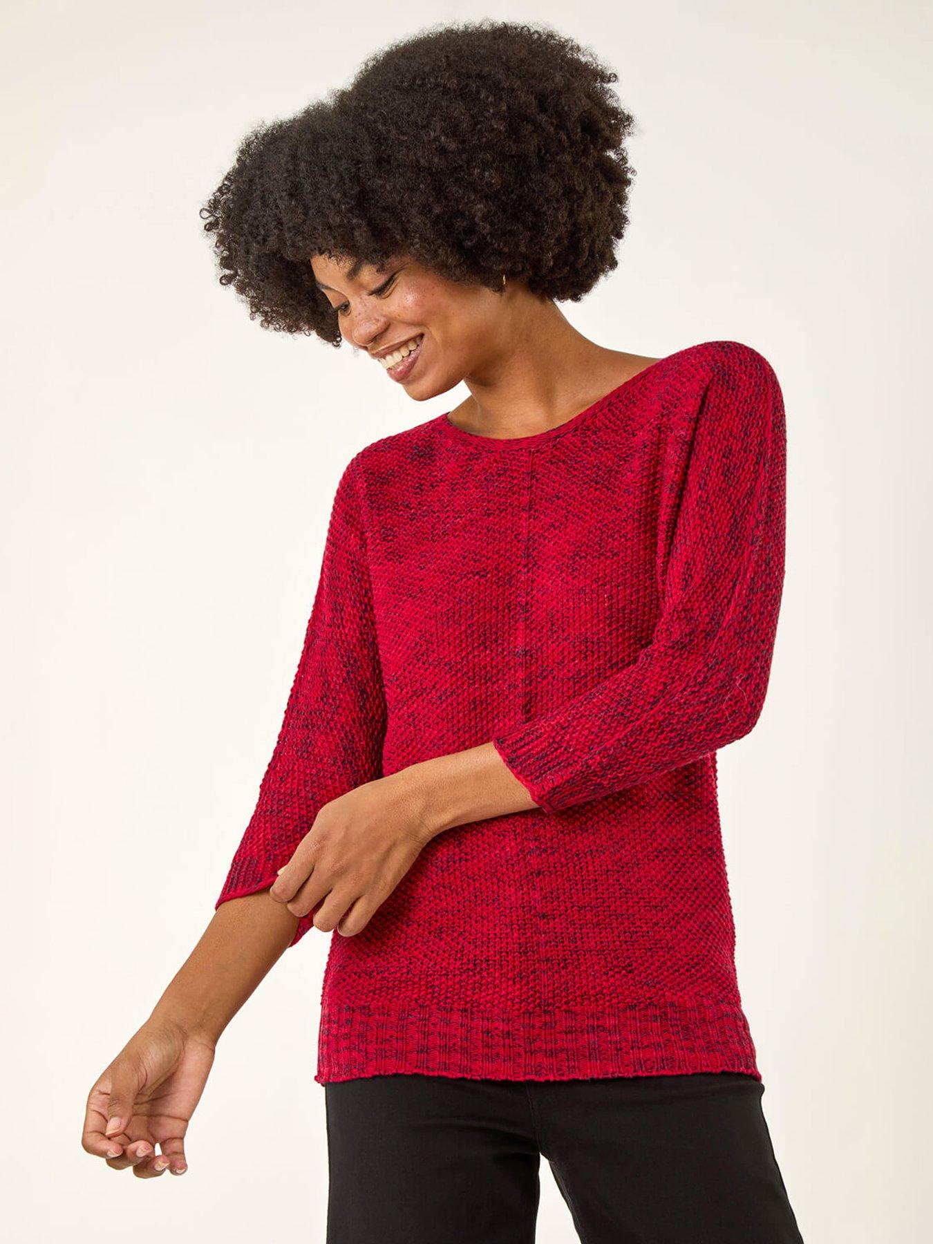 Roman Textured Knit Jumper - Red | Very