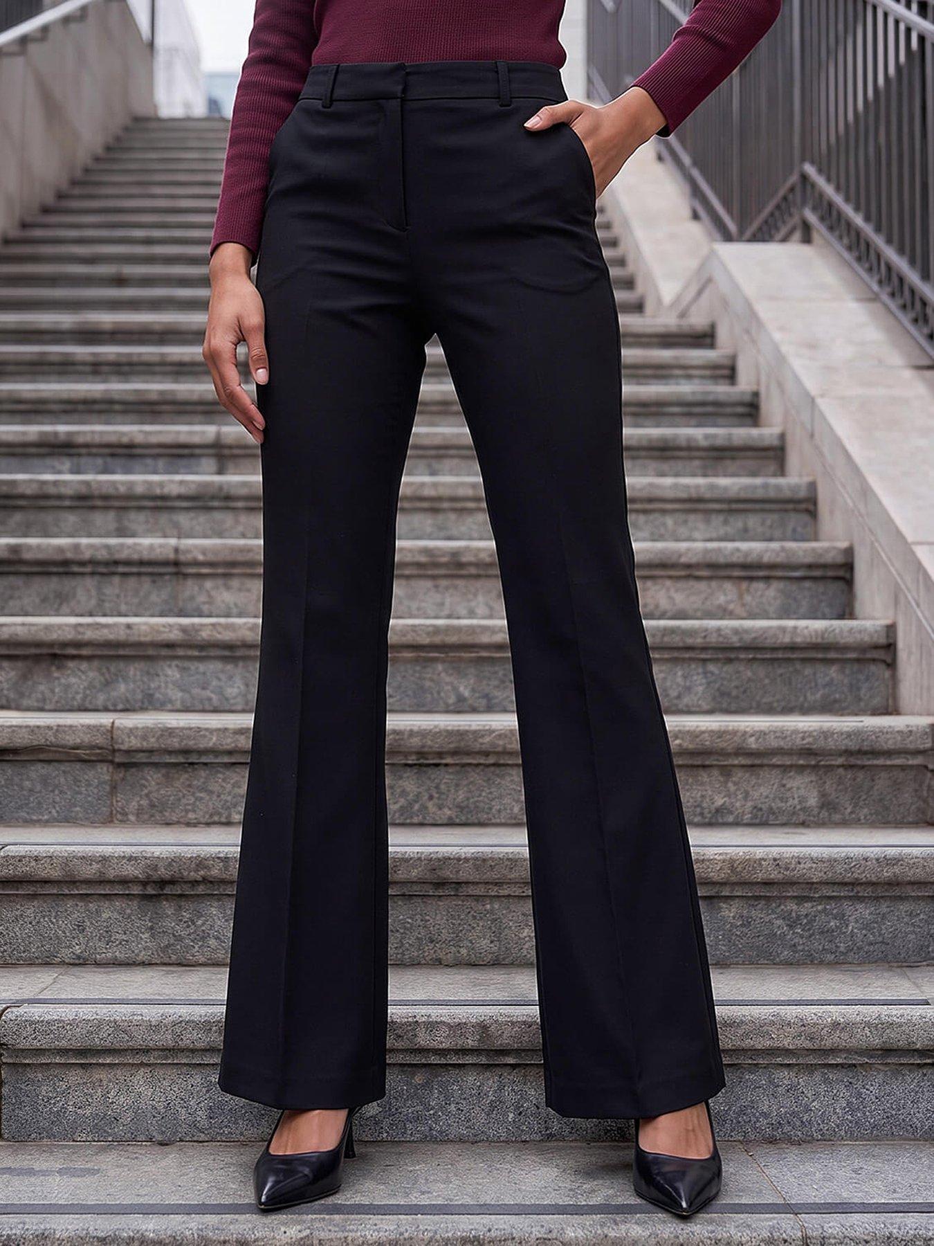 Roman Short Bootcut Stretch Trousers - Black | Very
