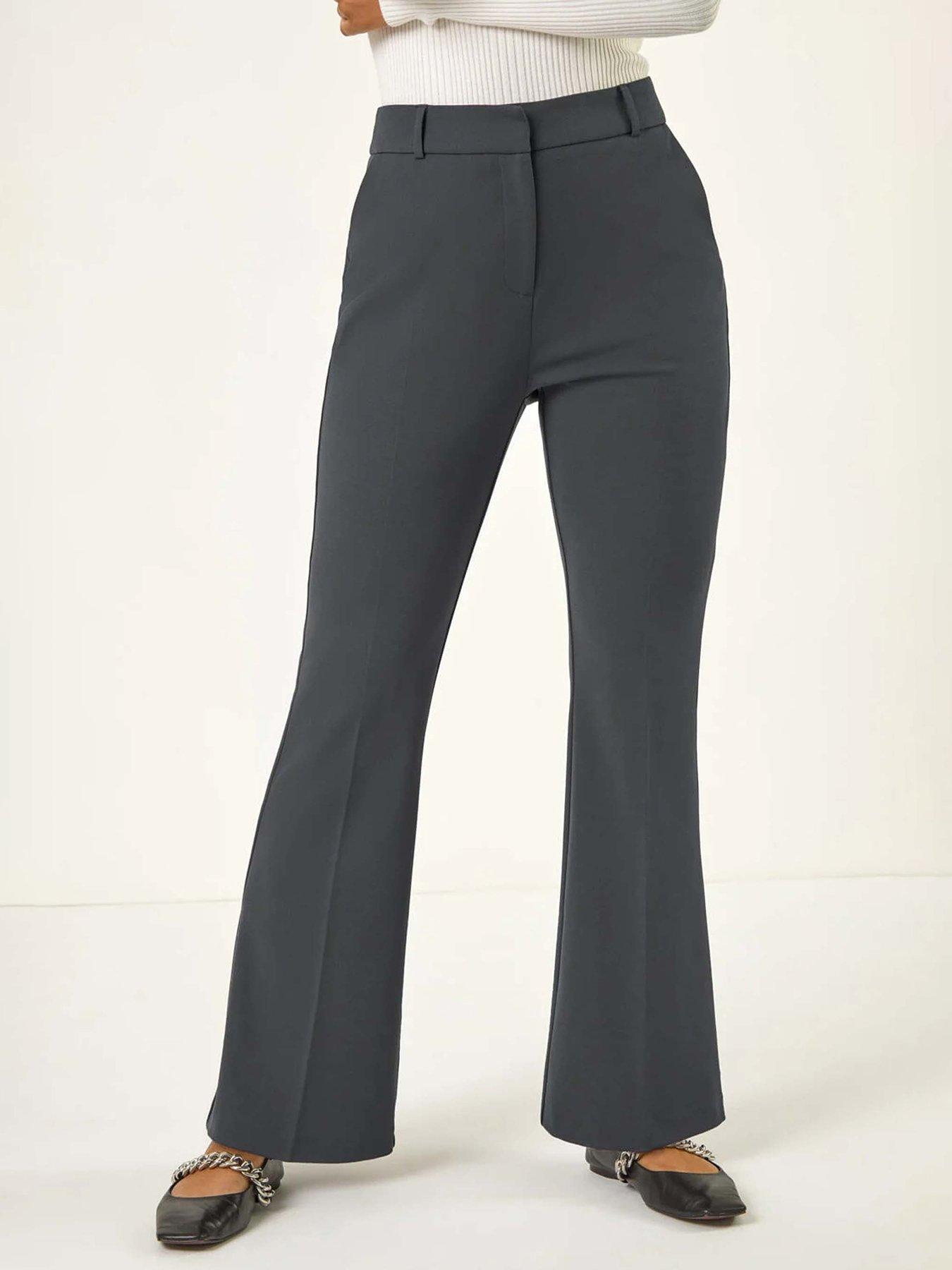 Roman Short Bootcut Stretch Trousers - Grey | Very