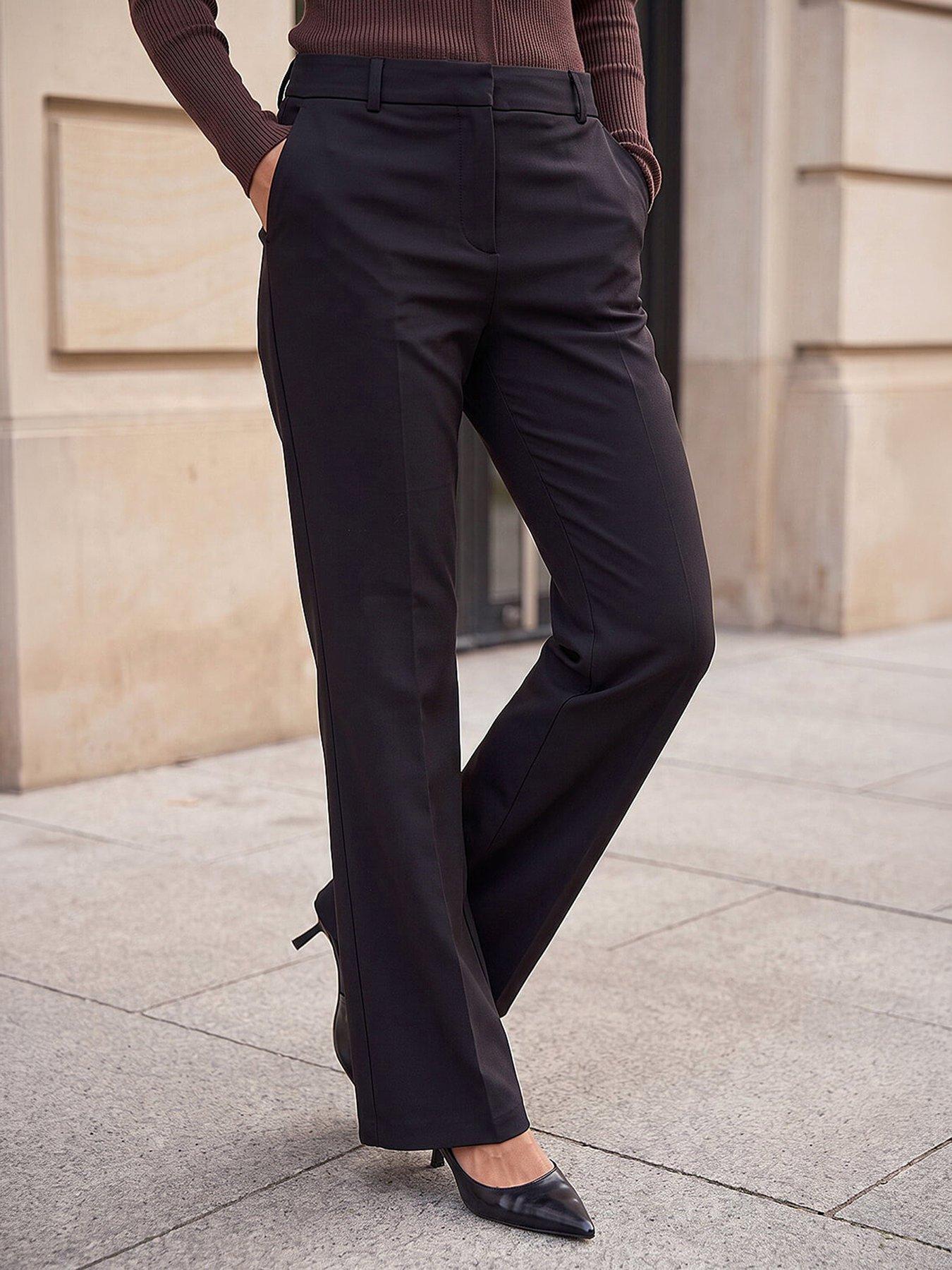 Roman Long Bootcut Stretch Trousers - Black | Very