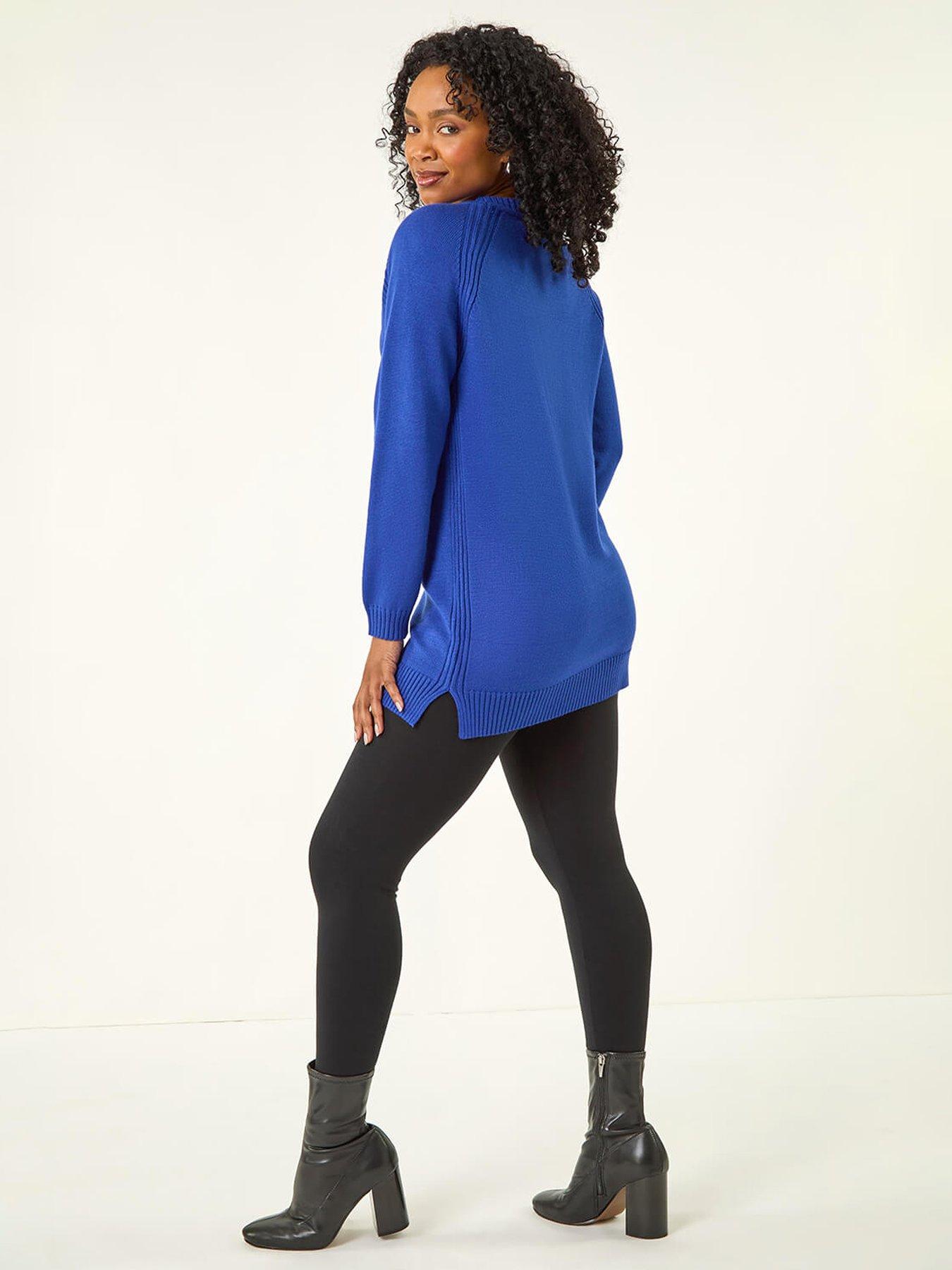 Roman Petite Longline Knit Jumper - Blue | Very