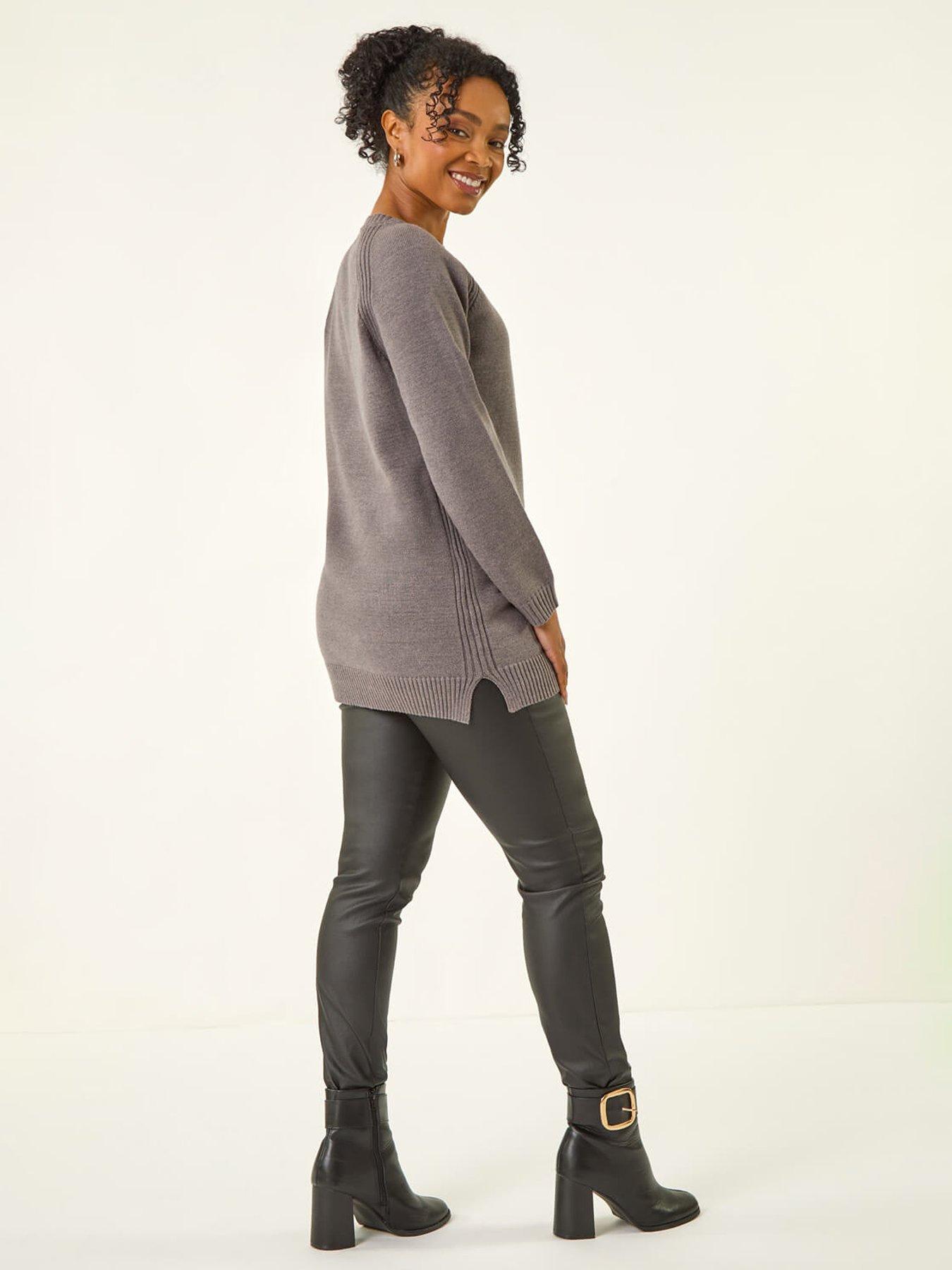 Roman Petite Longline Knit Jumper - Grey | Very