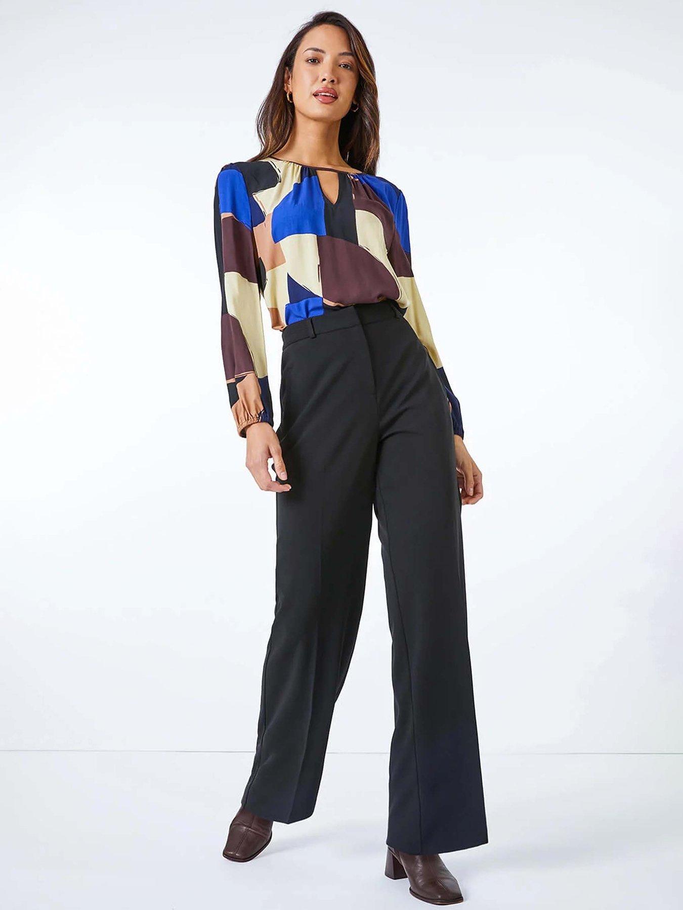 Roman Short Wide Leg Stretch Trousers - Black | Very