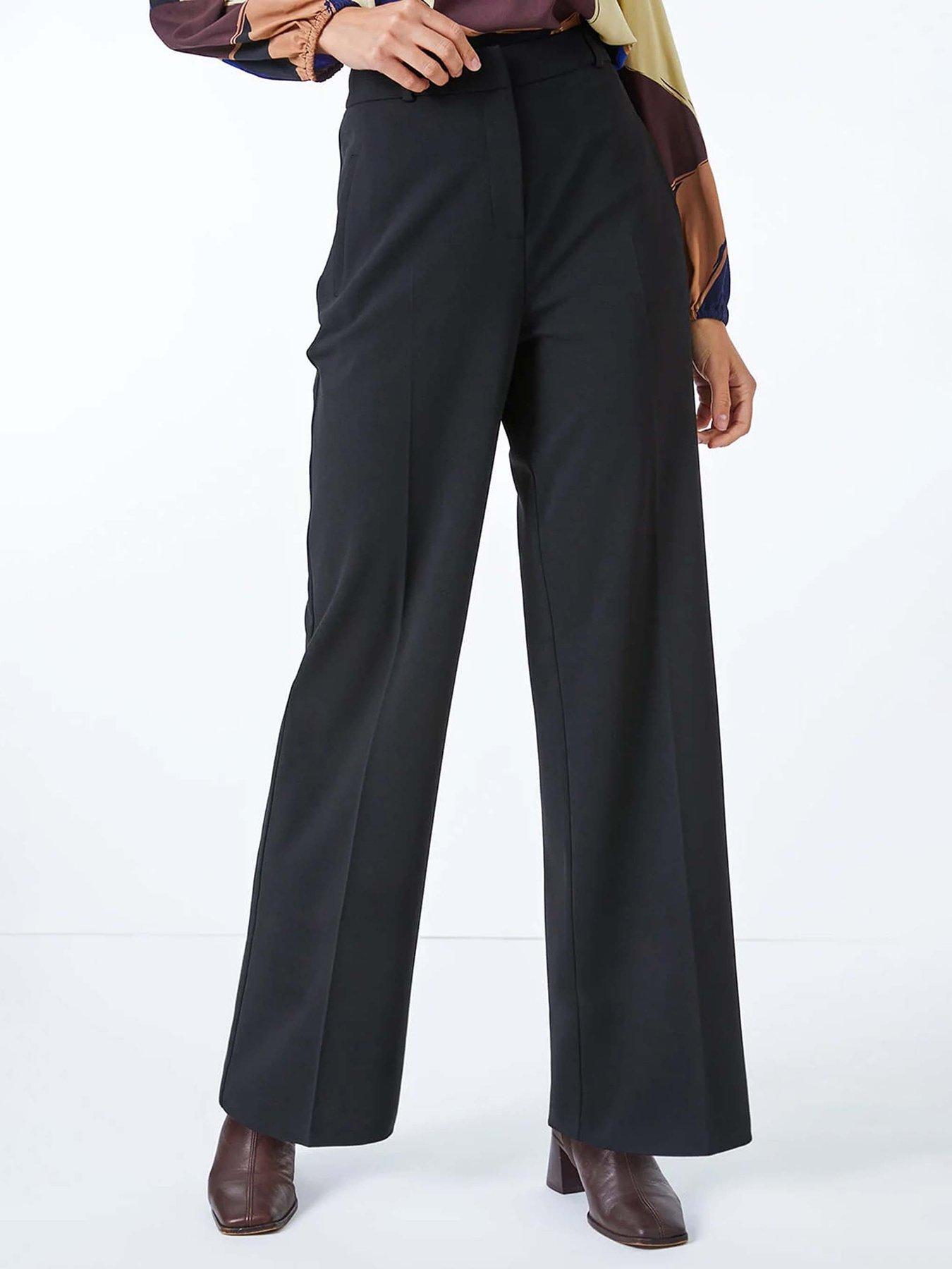 Roman Long Wide Leg Stretch Trousers - Black | Very