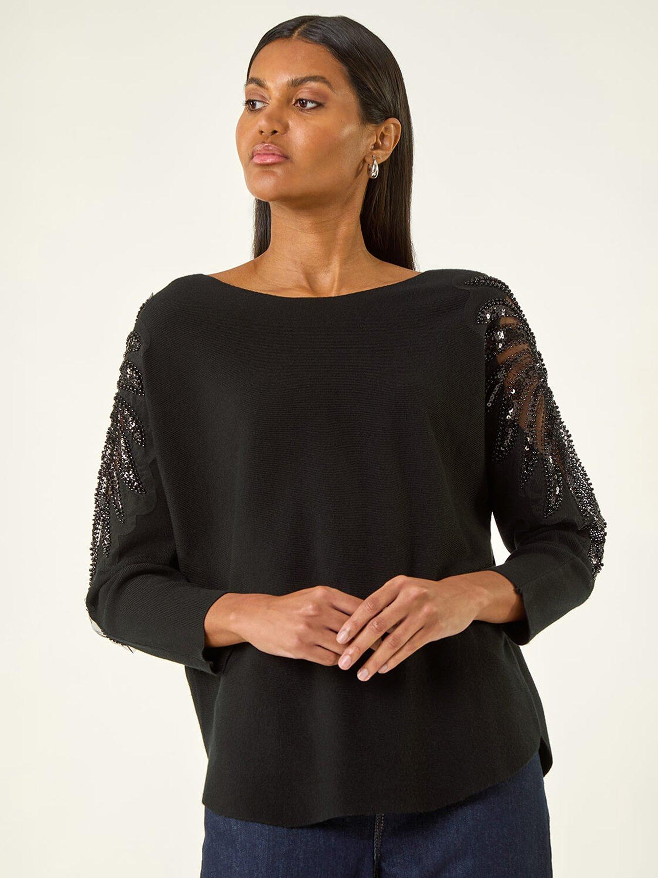 Roman Embellished Knit Jumper - Black | Very