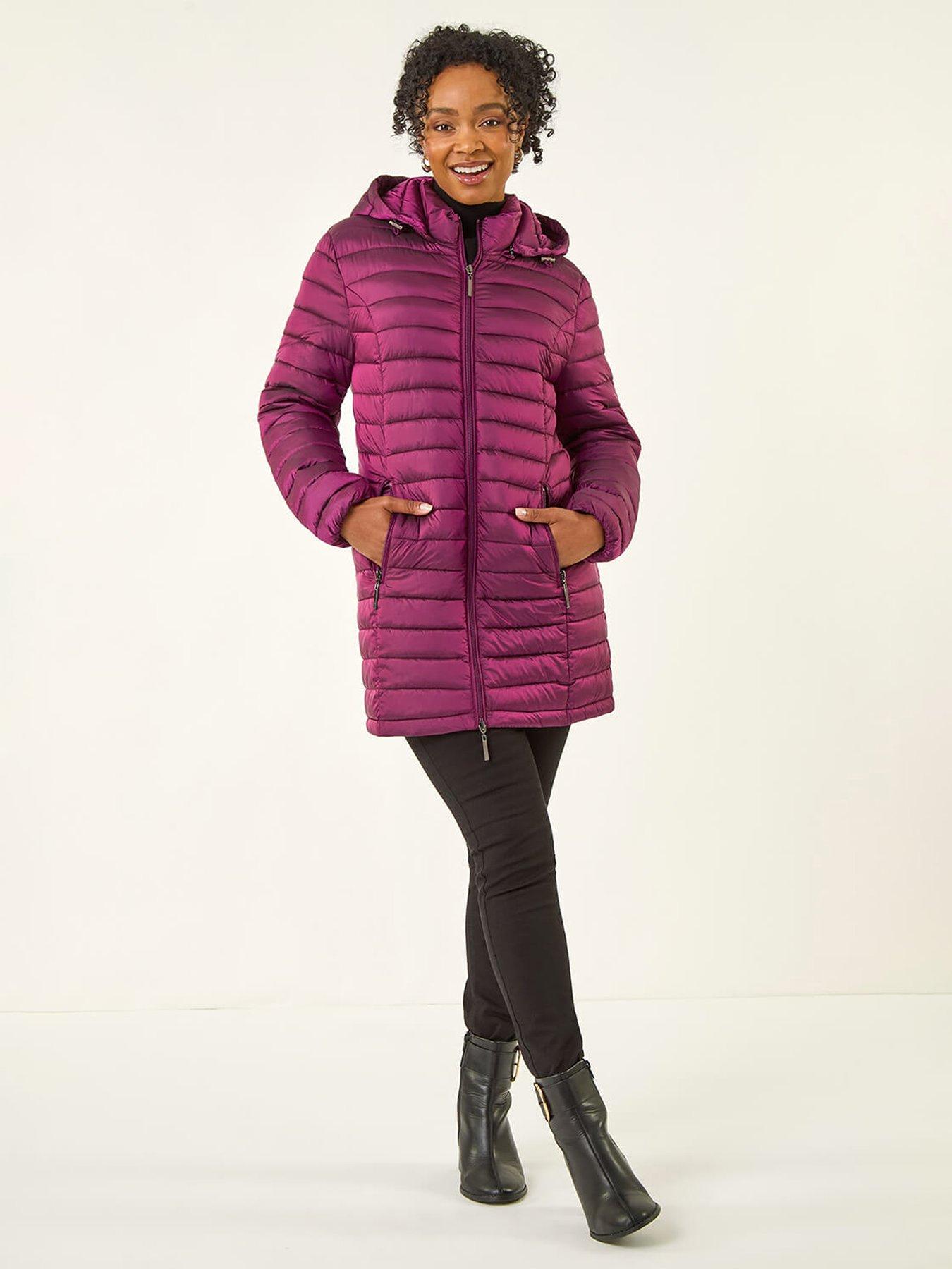 Roman Petite Quilted Longline Puffer Coat - Pink | Very