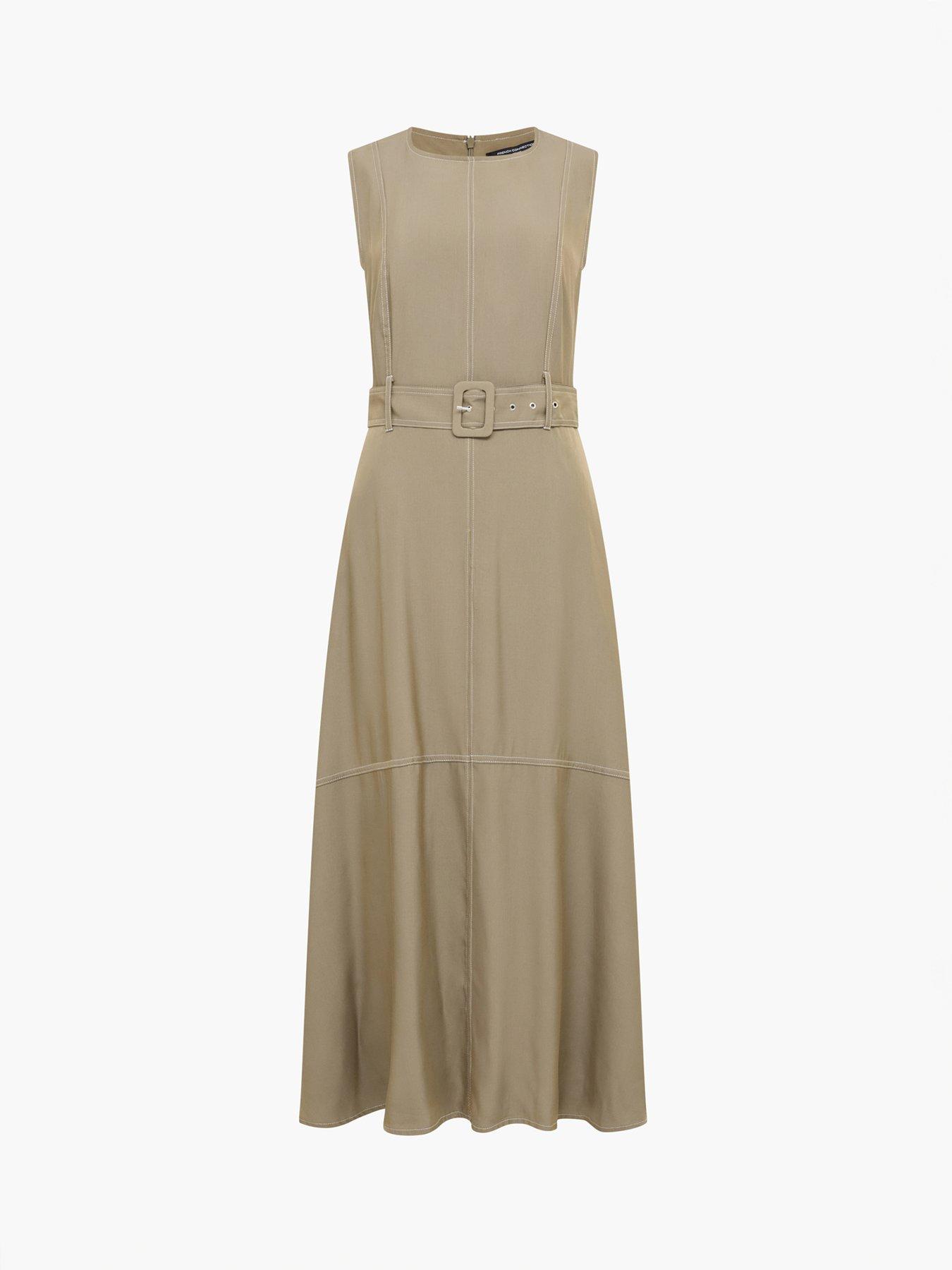 French Connection Sleeveless Round Neck Buckle Cargo-Style Midi Dress ...