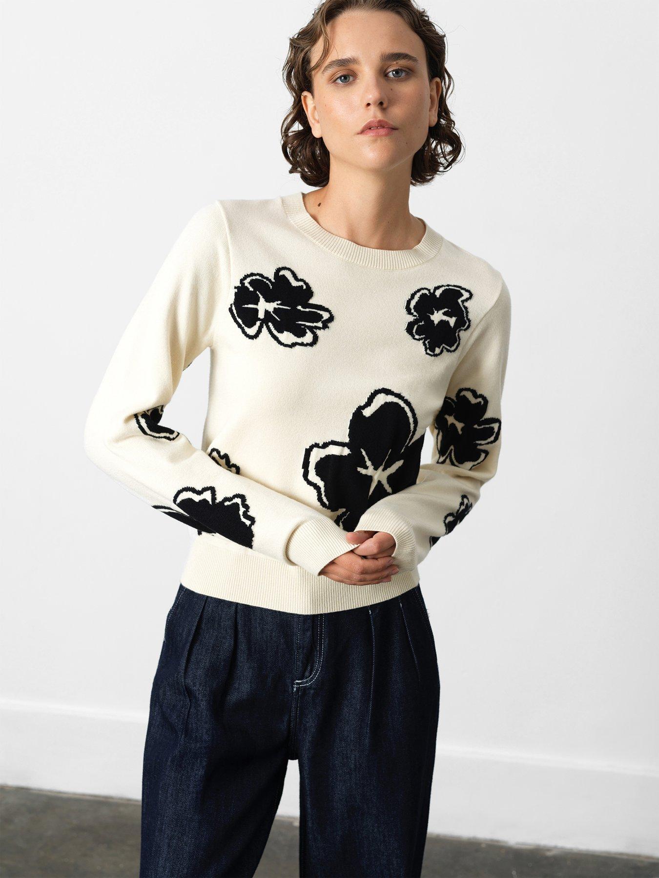 French Connection Floral Jacquard Crew Neck Jumper - Multi | Very