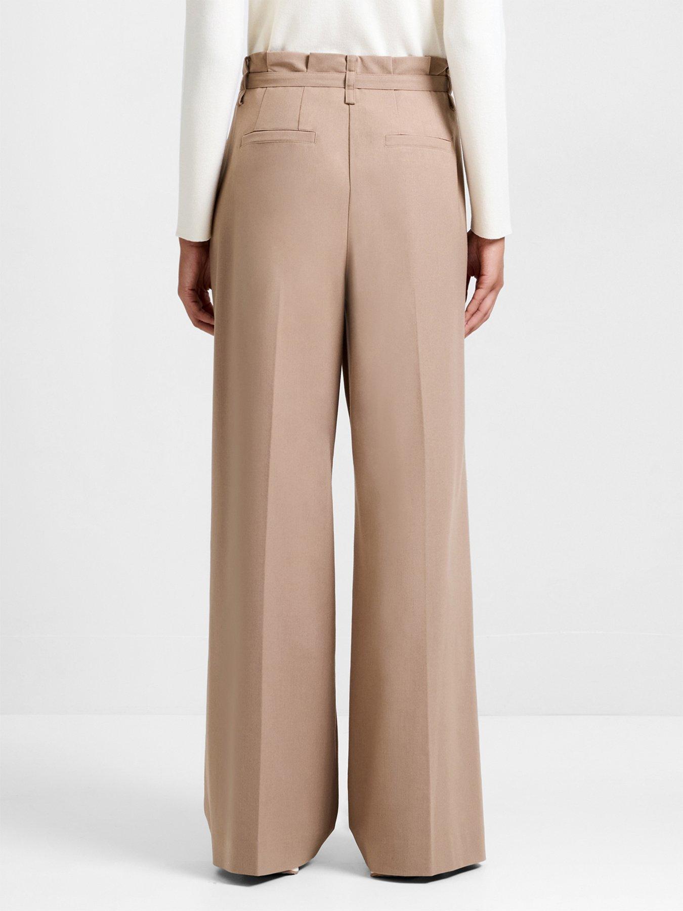 French Connection Wide Leg Pleated Trousers - Brown | Very