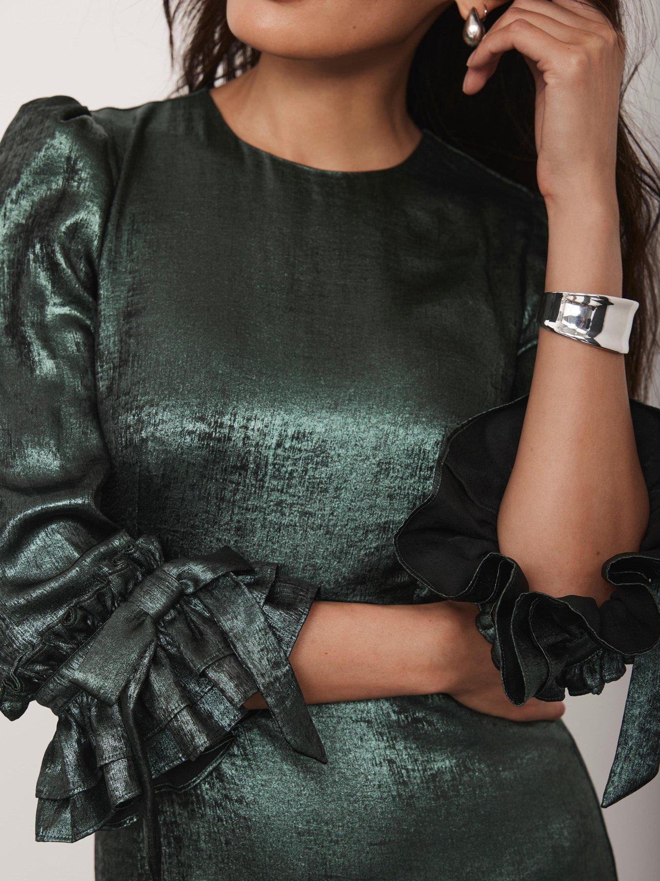Mint Velvet Metallic Teal Midi Dress - Green | Very