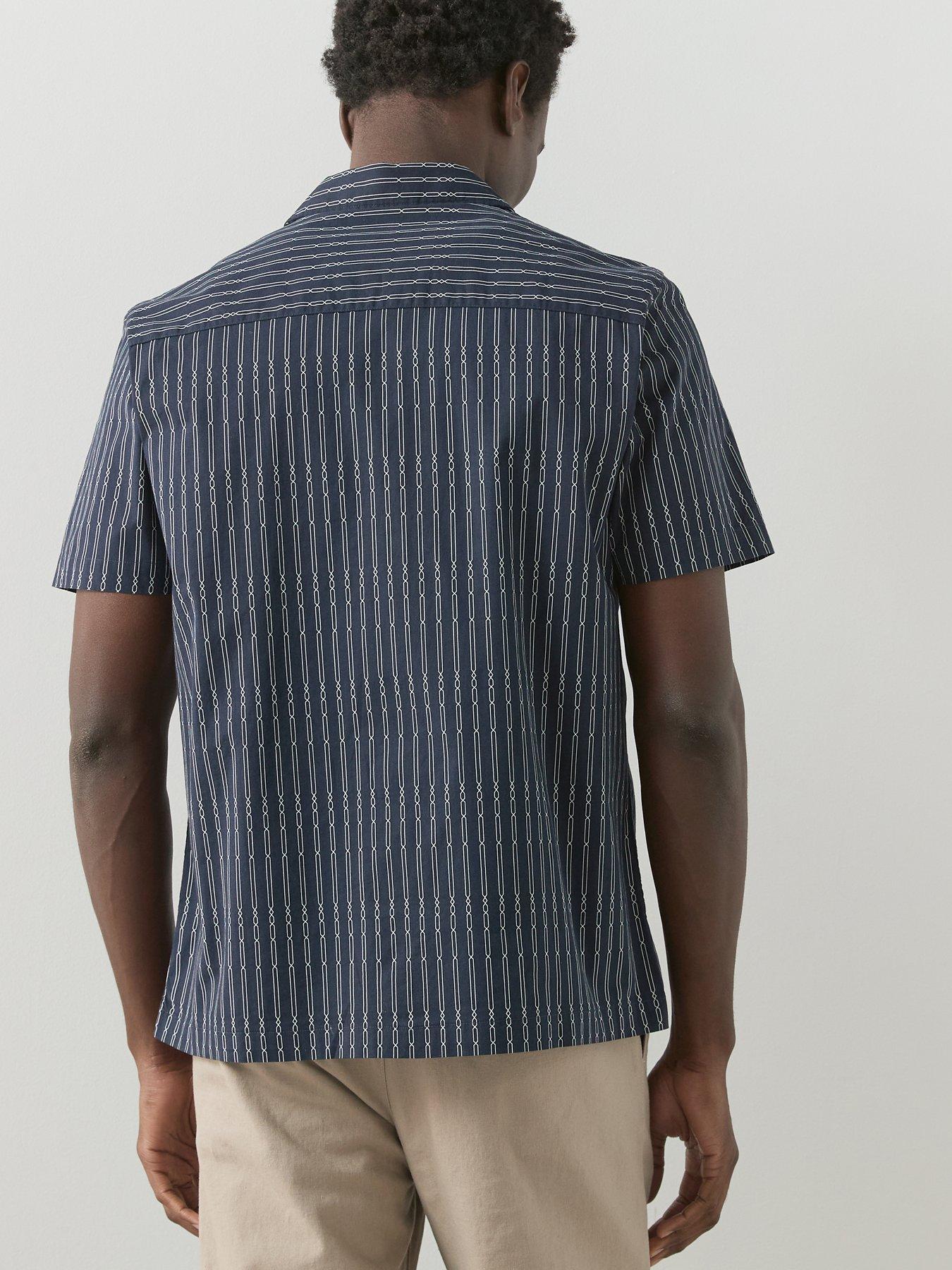 The Very Collection Printed Short Sleeve Shirt With Stretch - Navy | Very