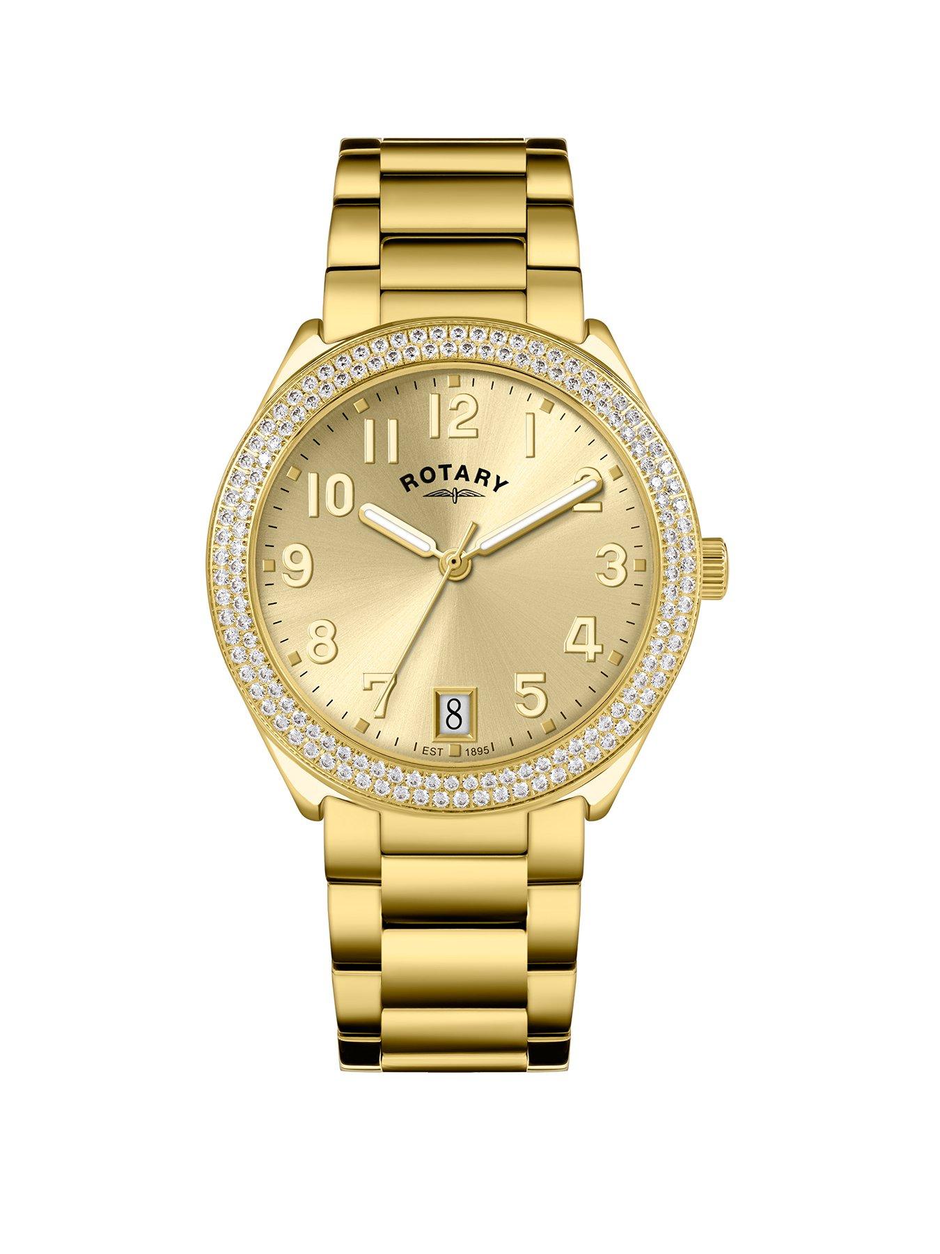 Rotary Ladies Brilliance Stone Set Gold Plated Bracelet Watch | Very