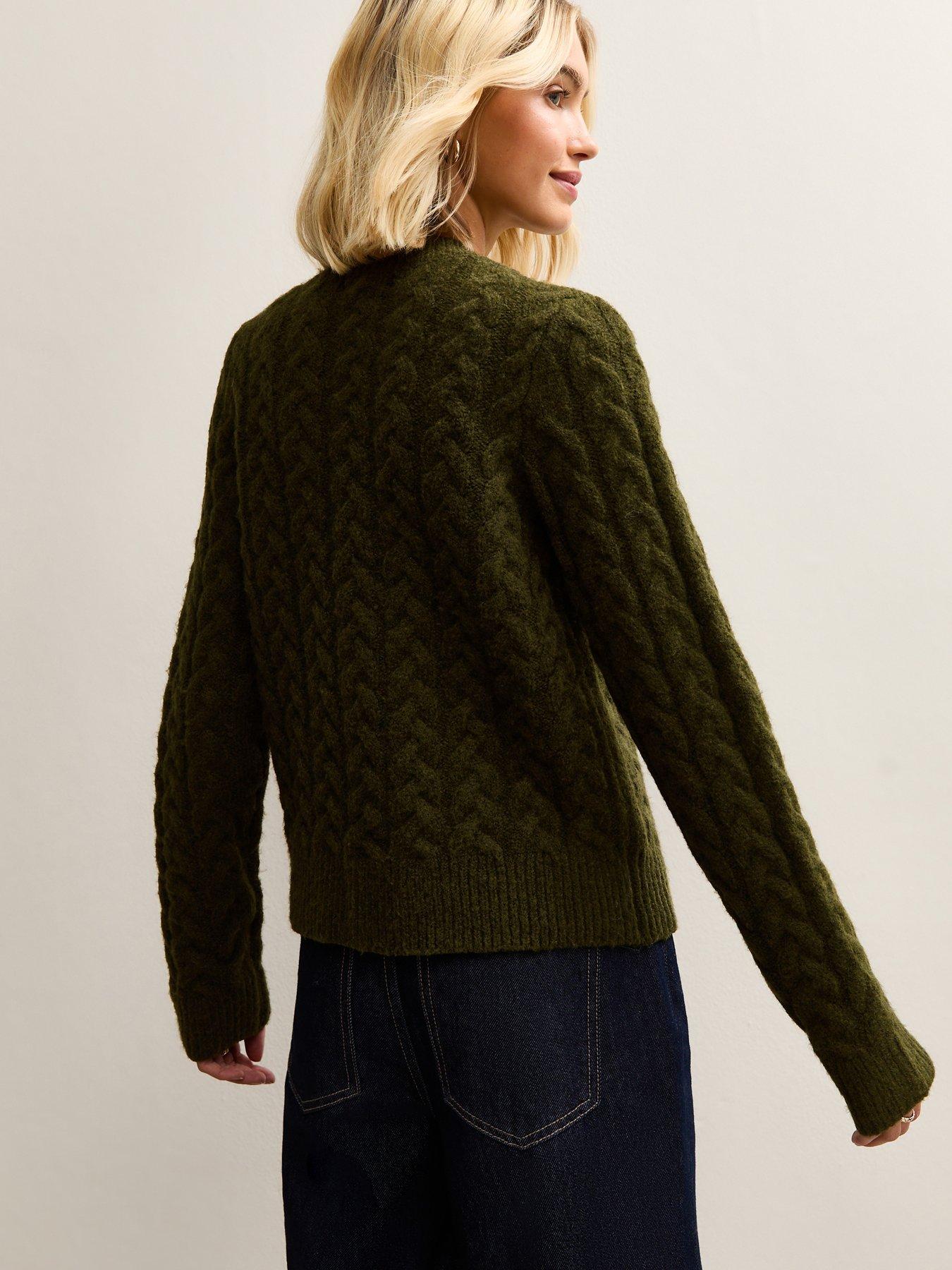 New Look Khaki Cable Knit Toggle Fastening Cardigan | Very