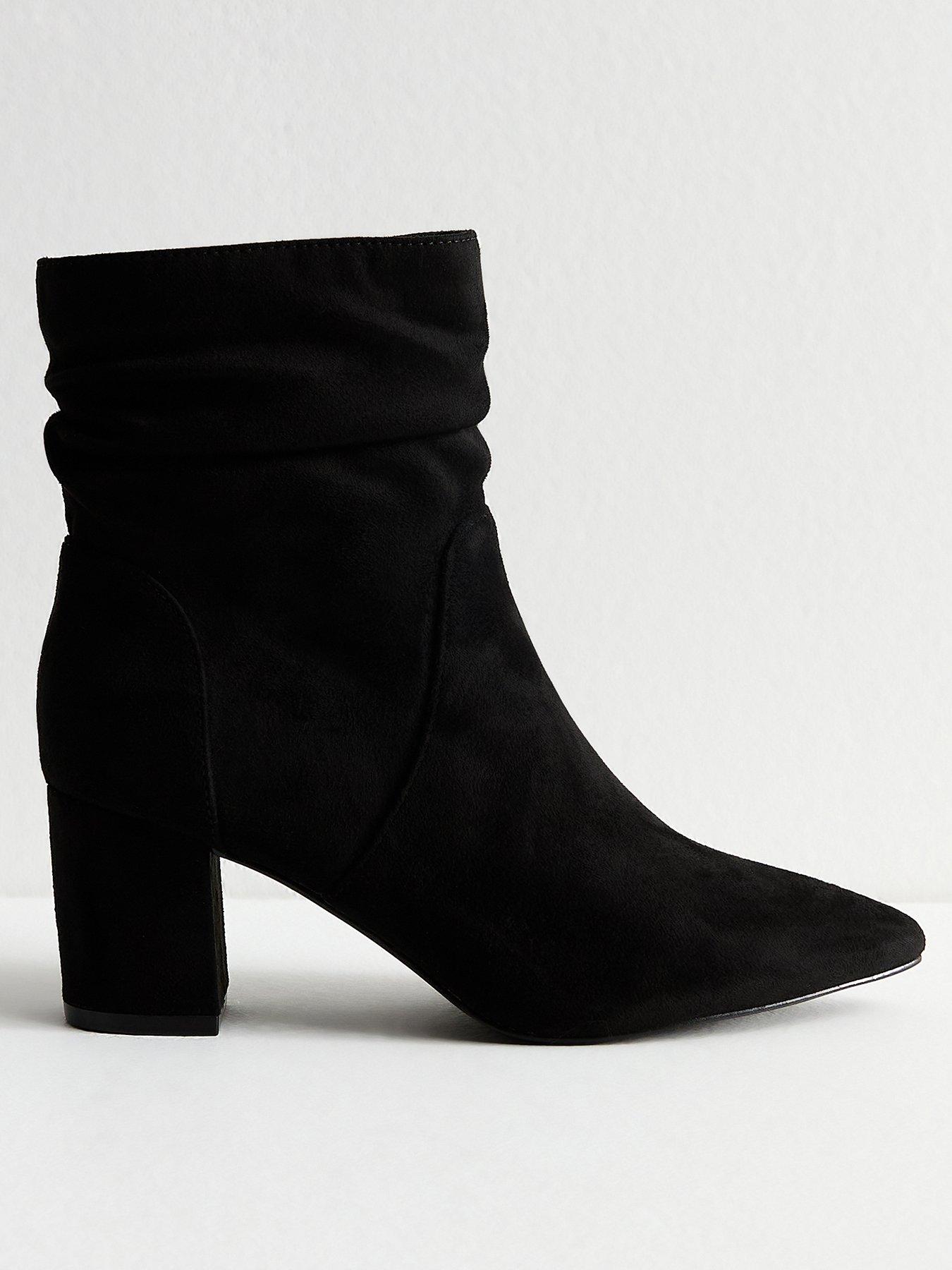 New Look Ruched Point Block Heel Boots - Black | Very