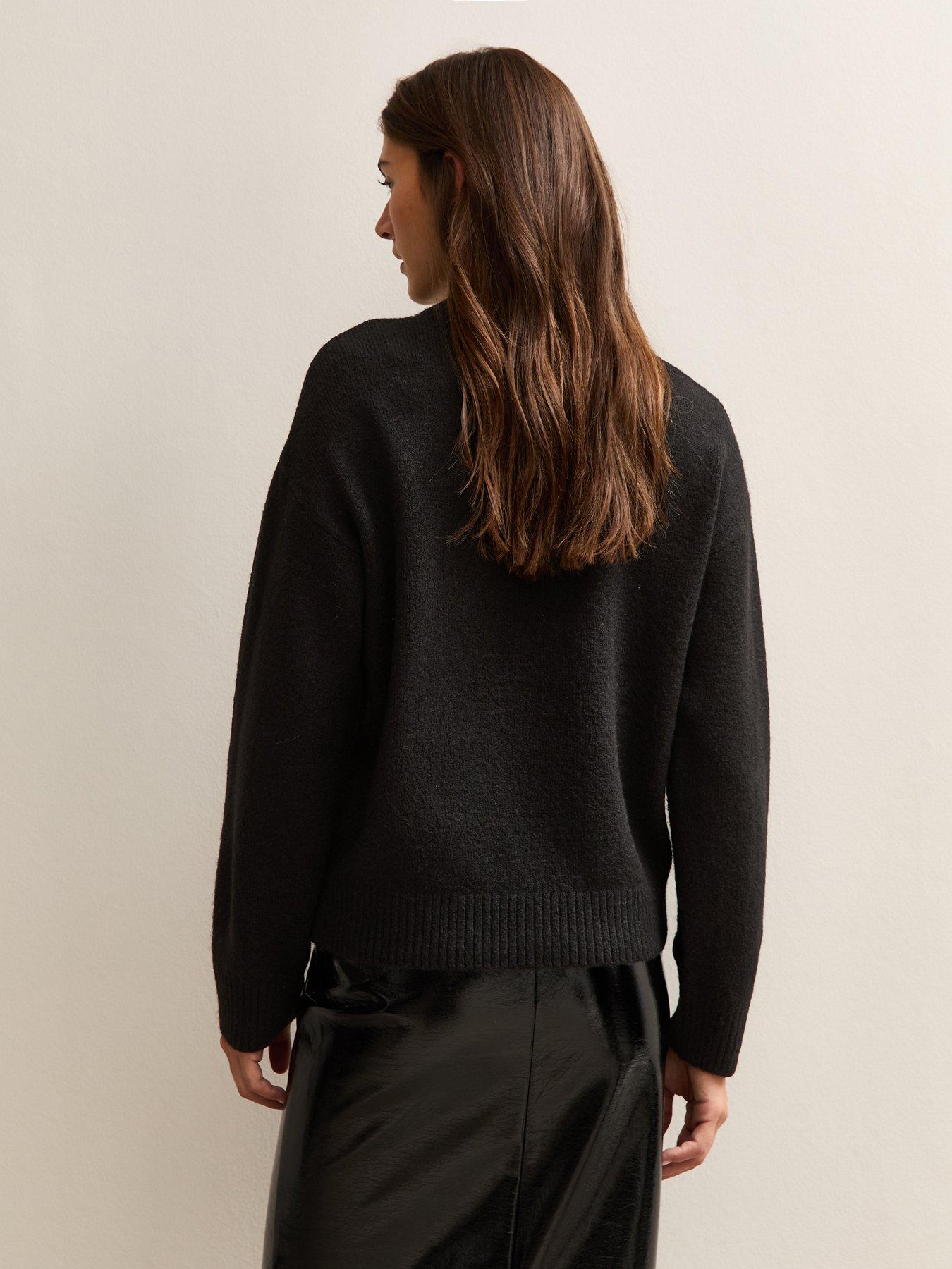 New Look Contrast Floral Embroidered Jumper - Black | Very