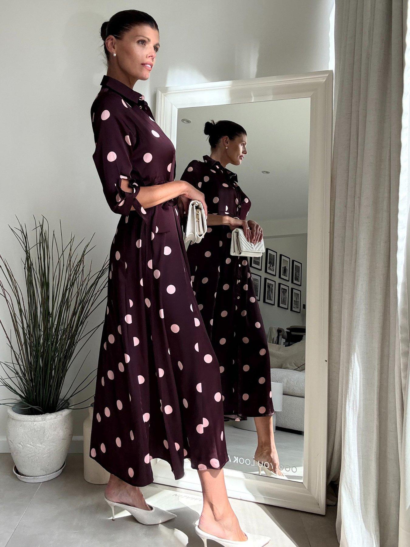Style Cheat Polka Dot Shirt Dress - Dark Red/Pink | Very