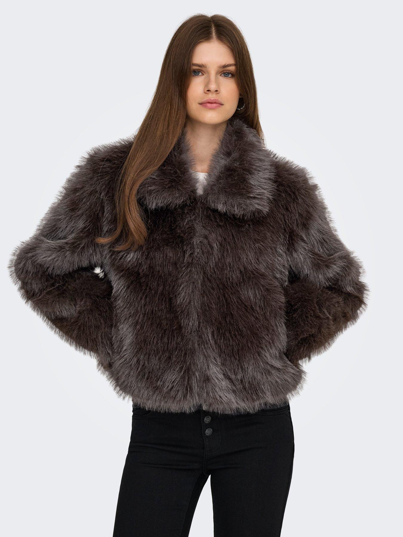 Only Faux Fur Jacket - Brown | Very