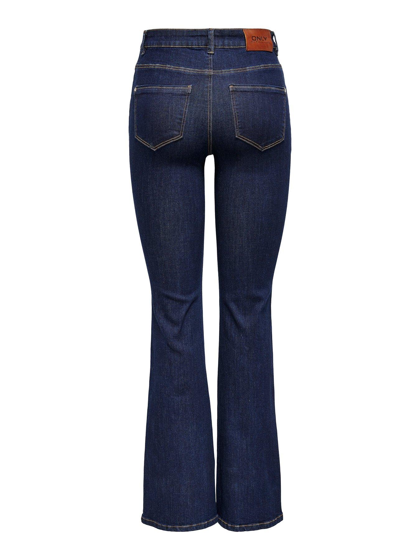 Only High Waist Flared Denim Jeans - Blue | Very