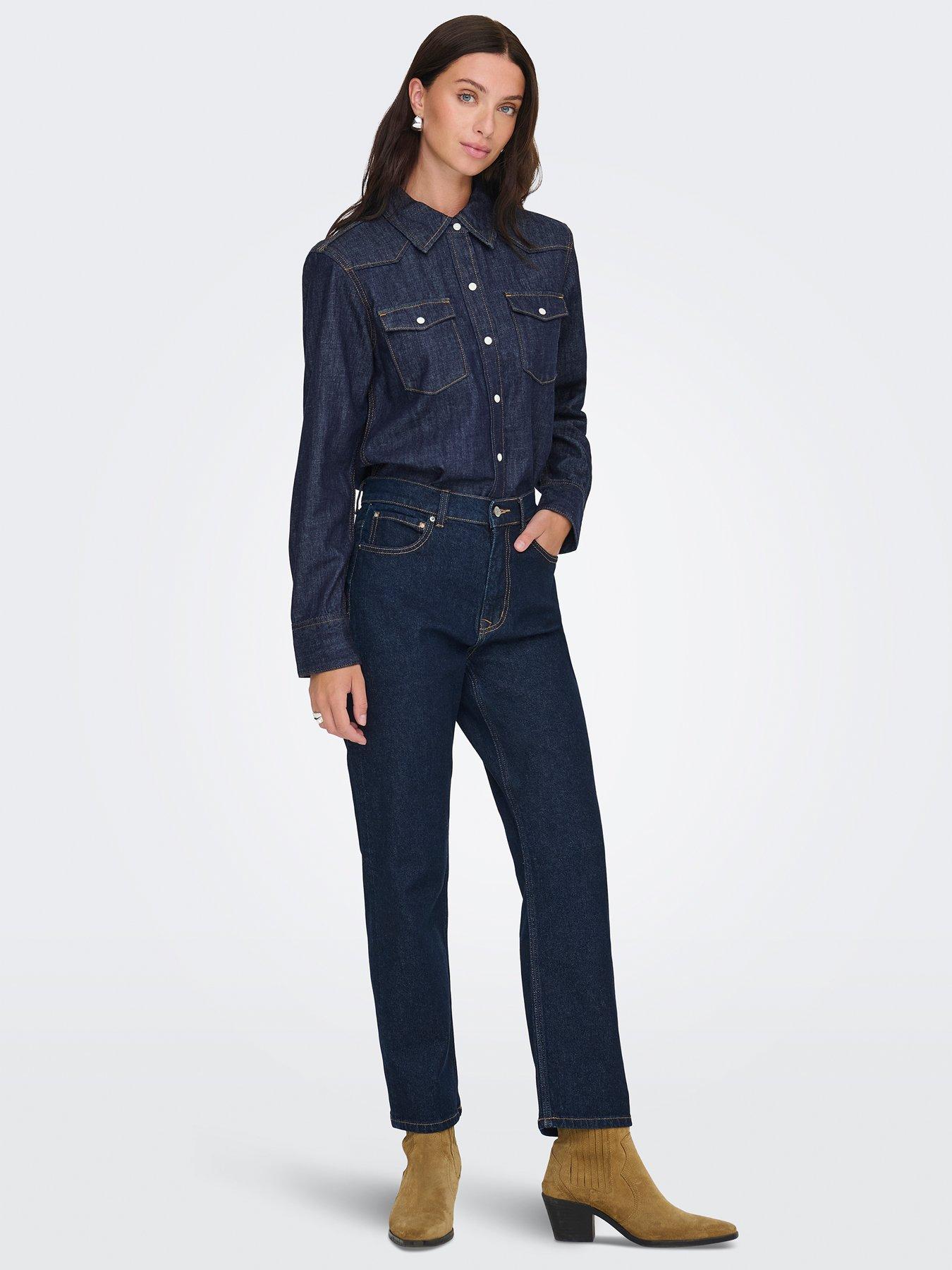 Only Mid Rise Straight Leg Jeans - Blue | Very