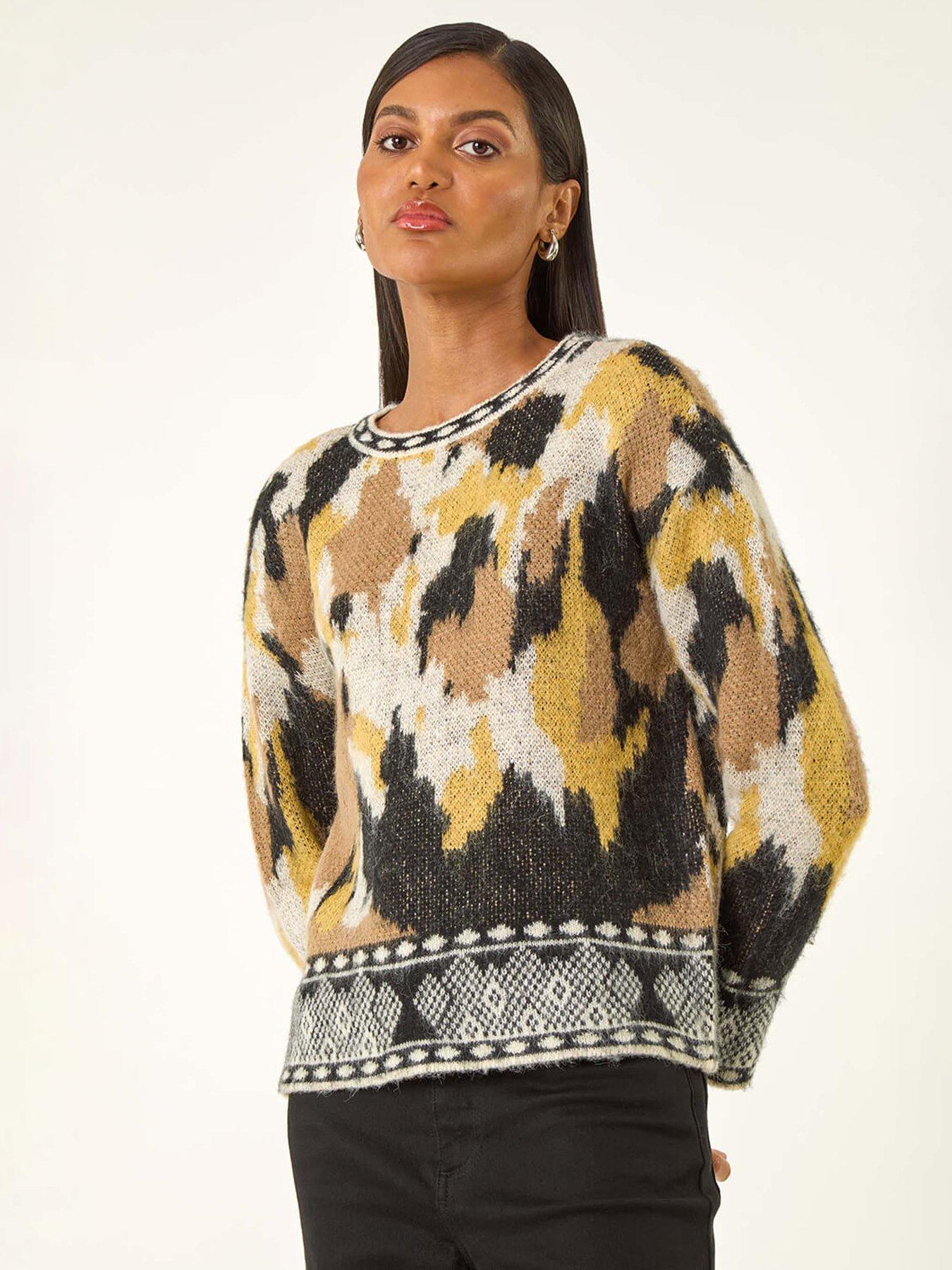 Roman Abstract Jacquard Knit Jumper - Black | Very