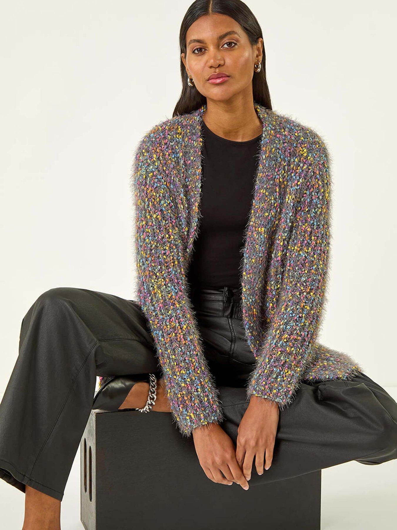 Roman Fluffy Sparkle Cardigan - Navy | Very