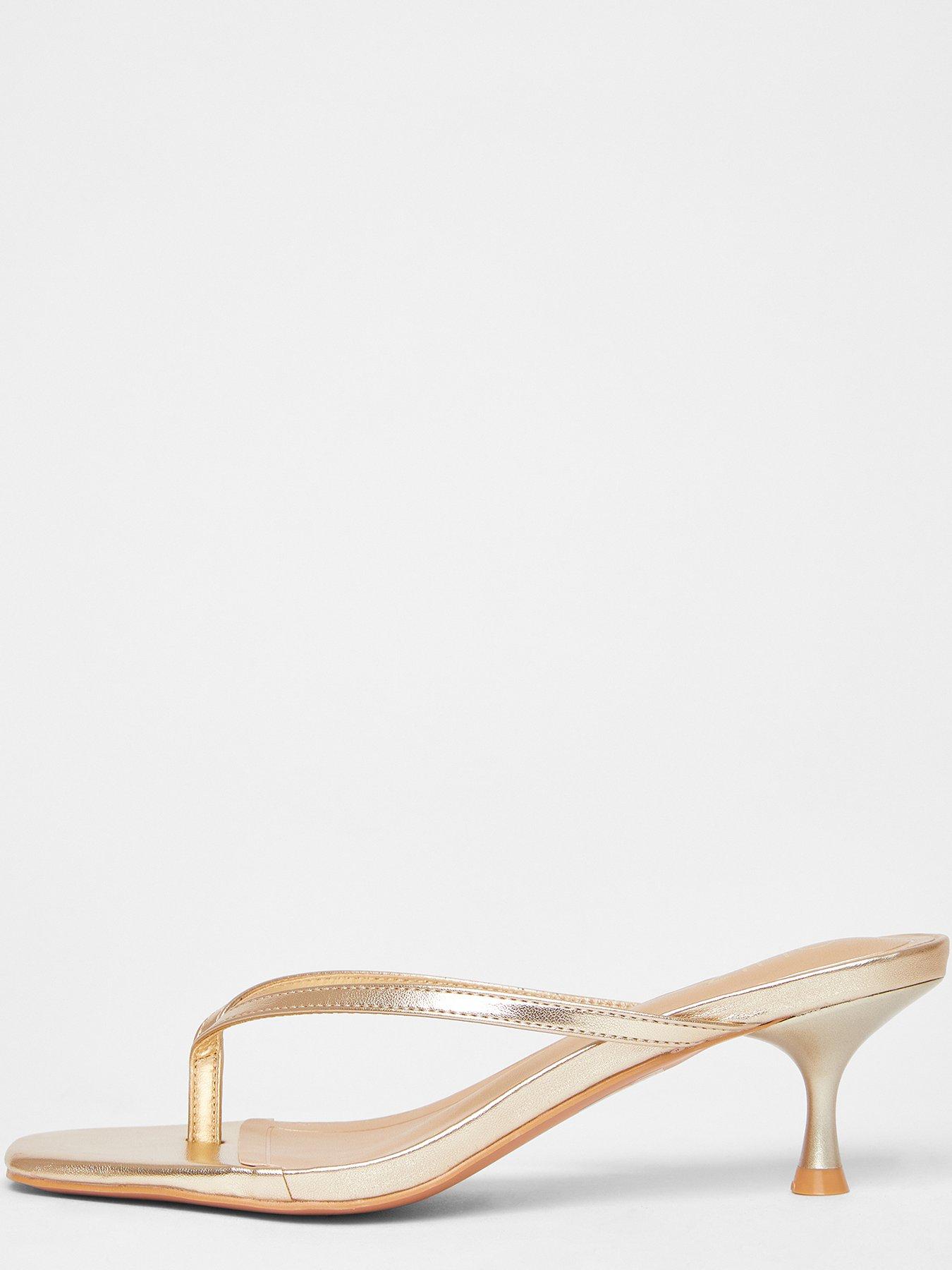 Quiz Gold Toe Post Heels | Very