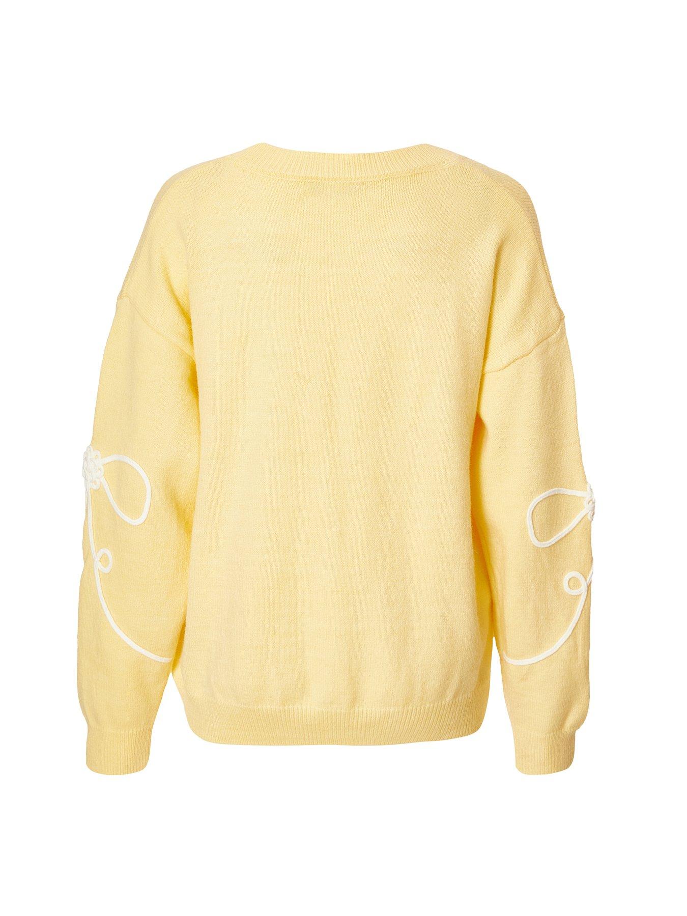 Quiz Yellow Stitch Bow Jumper | Very