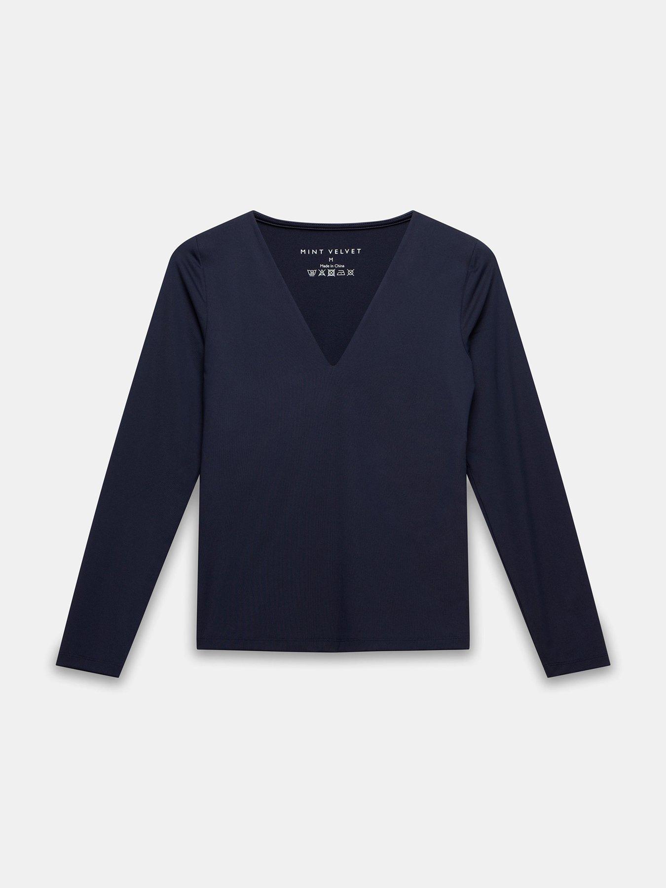 Mint Velvet Navy V Neck Layering Top - Blue | Very