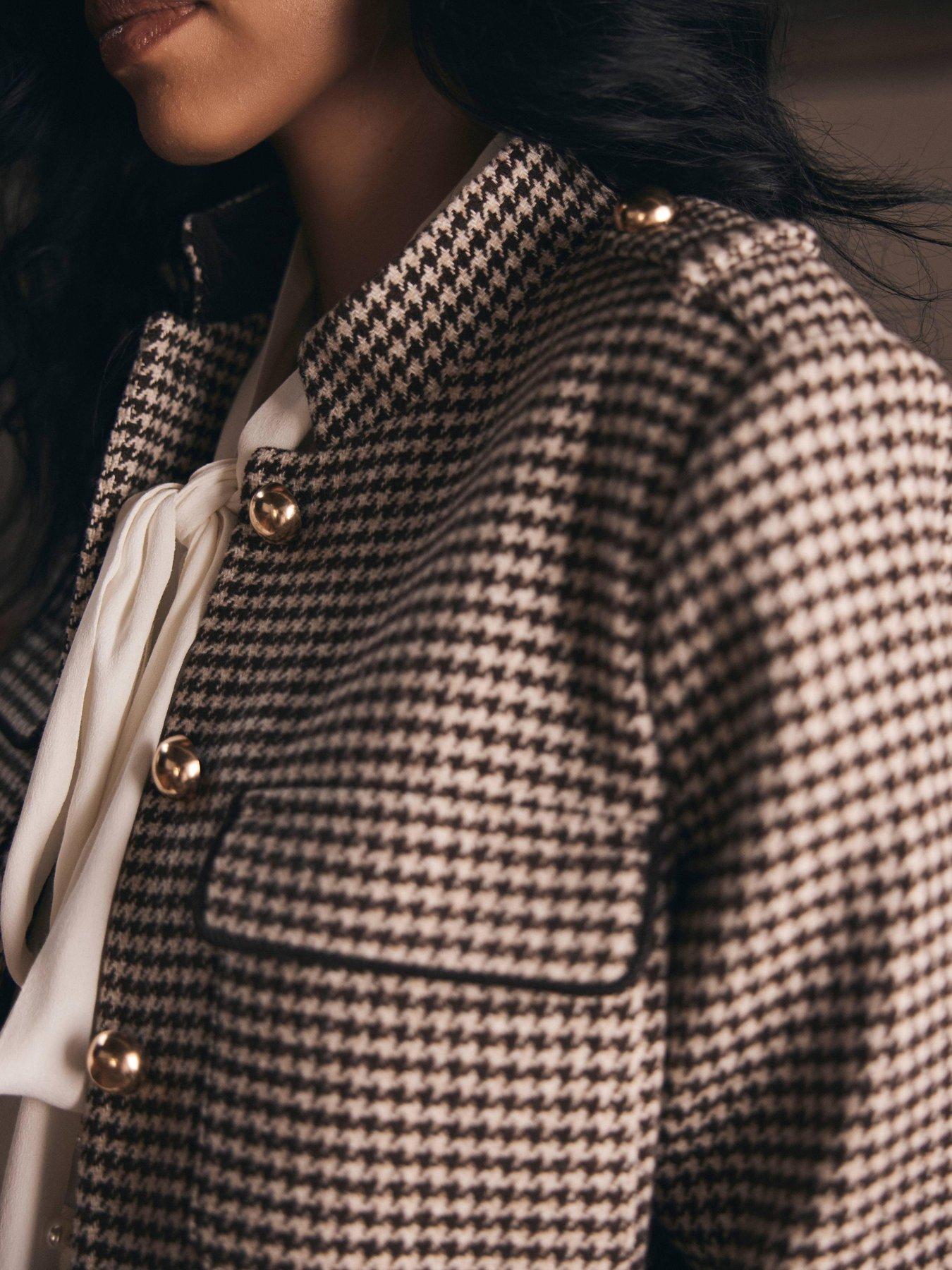 Mint Velvet Check Military Jacket - Brown | Very
