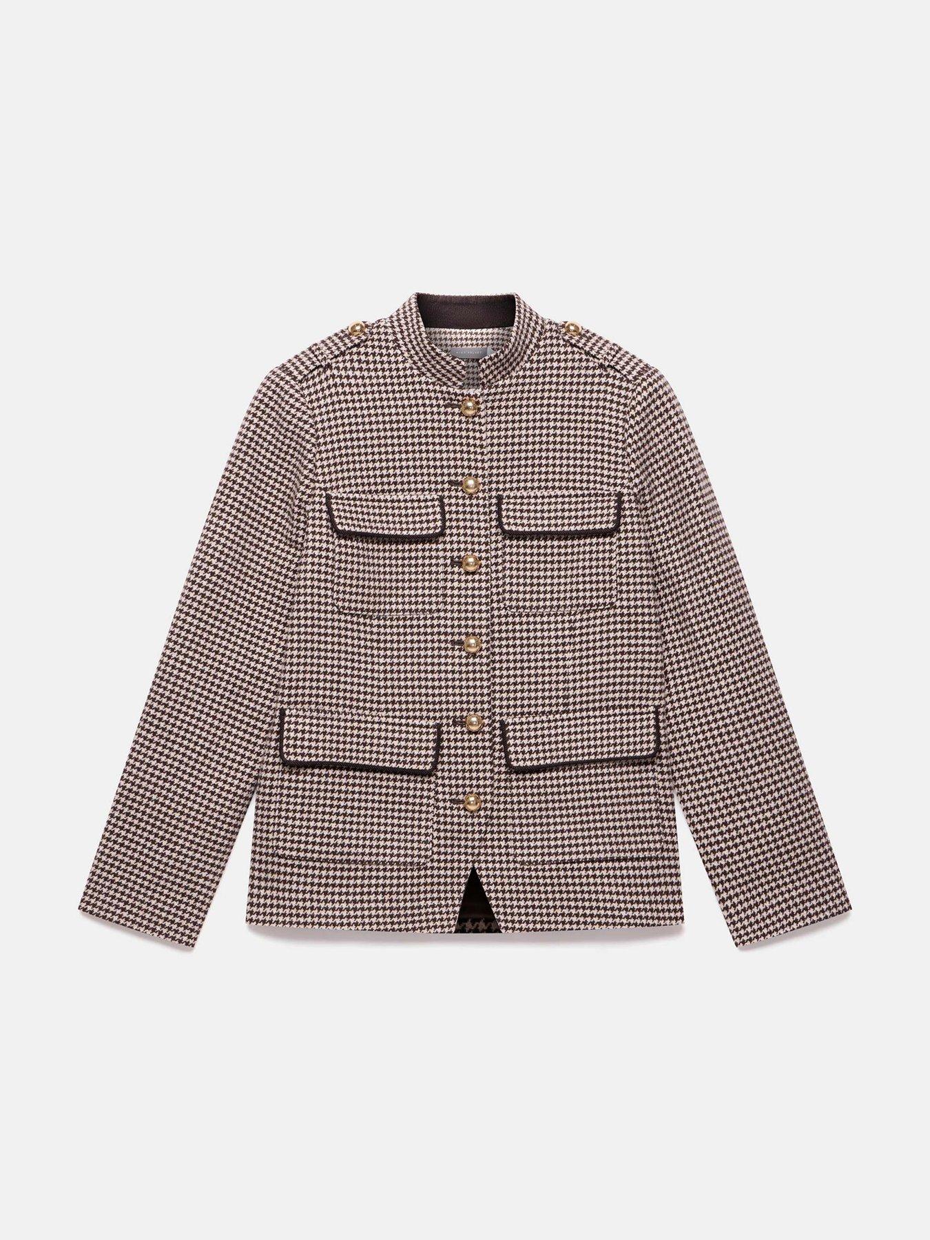 Mint Velvet Check Military Jacket - Brown | Very