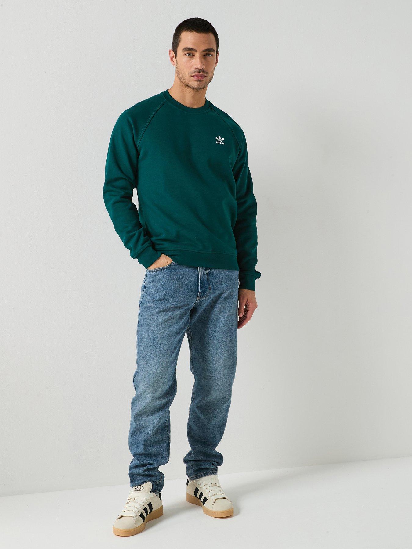 adidas Originals Men's Trefoil Essentials Crew Sweat - Green | Very