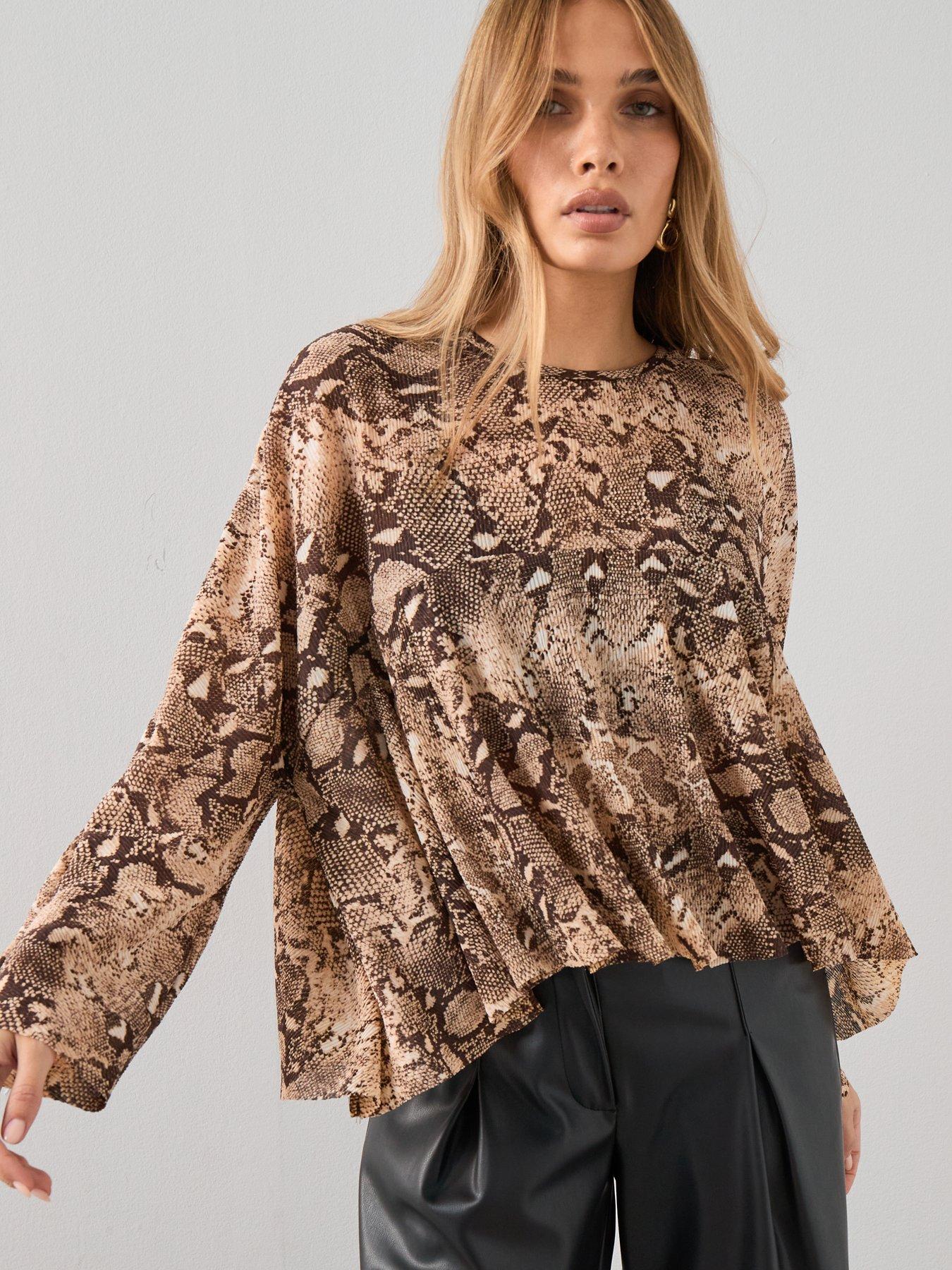The Very Collection Long Sleeve Textured Snake Print Top | Very