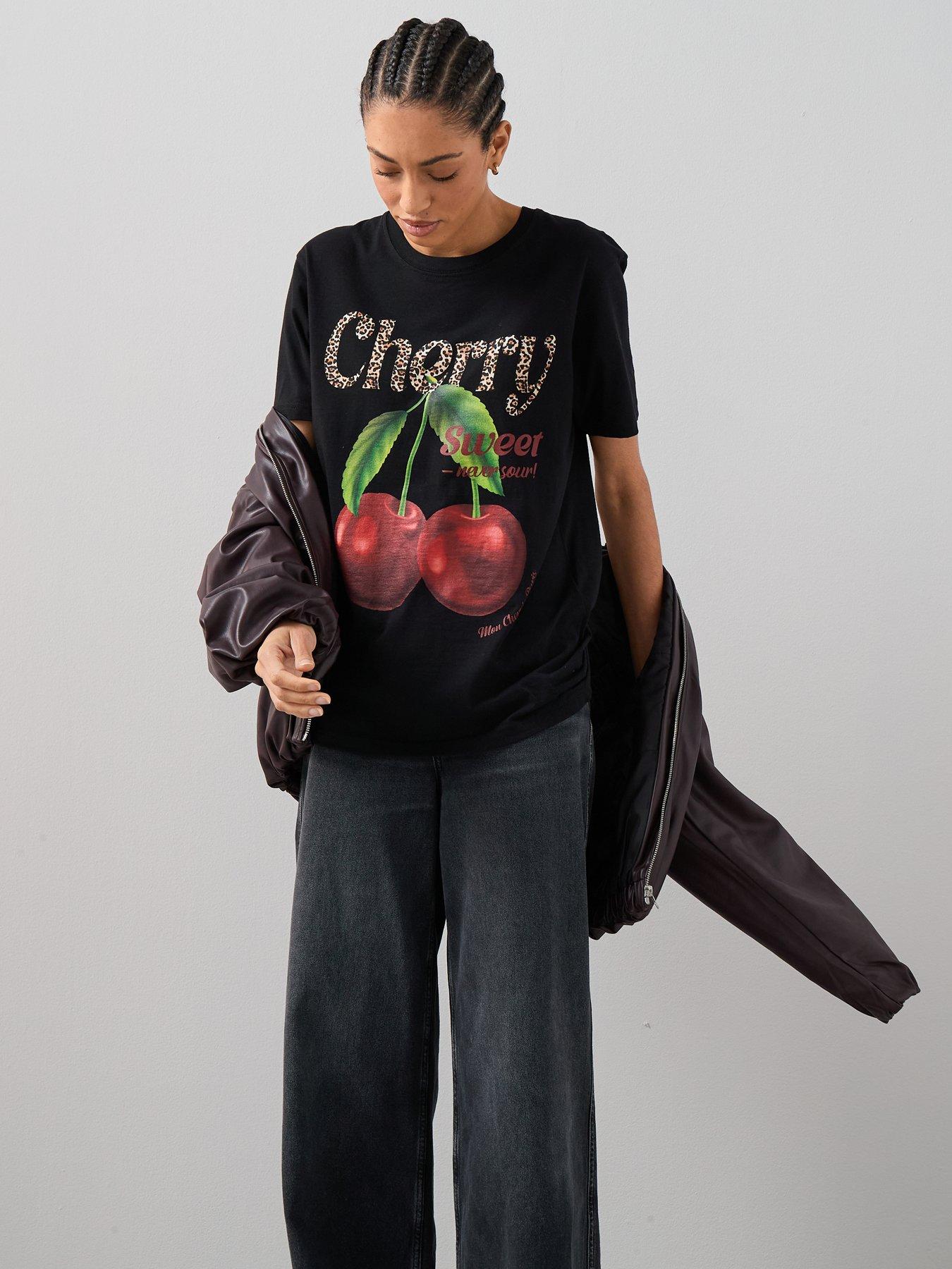The Very Collection Cherry Animal Oversized Graphic T-shirt - Multi | Very