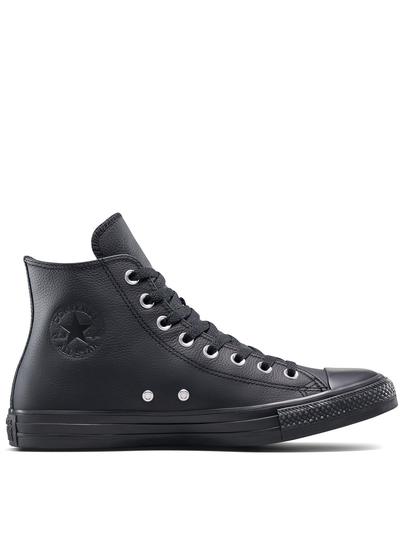 Converse Mens Chuck Taylor All Star Leather High Top - Black | Very