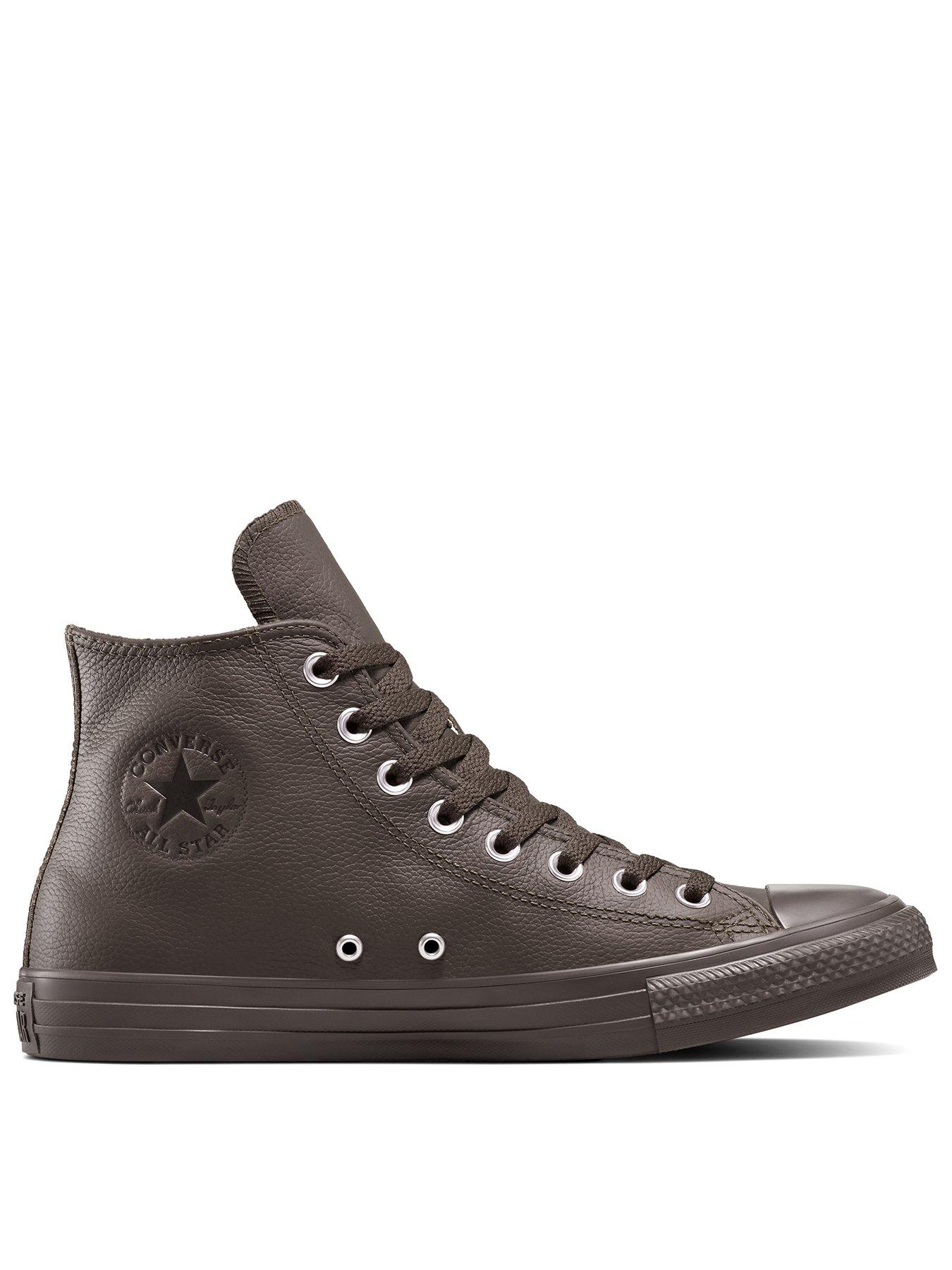 Converse Mens Chuck Taylor All Star Leather High Top - Brown | Very