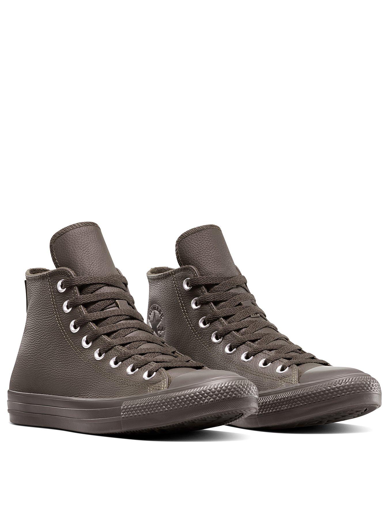 Converse Mens Chuck Taylor All Star Leather High Top - Brown | Very