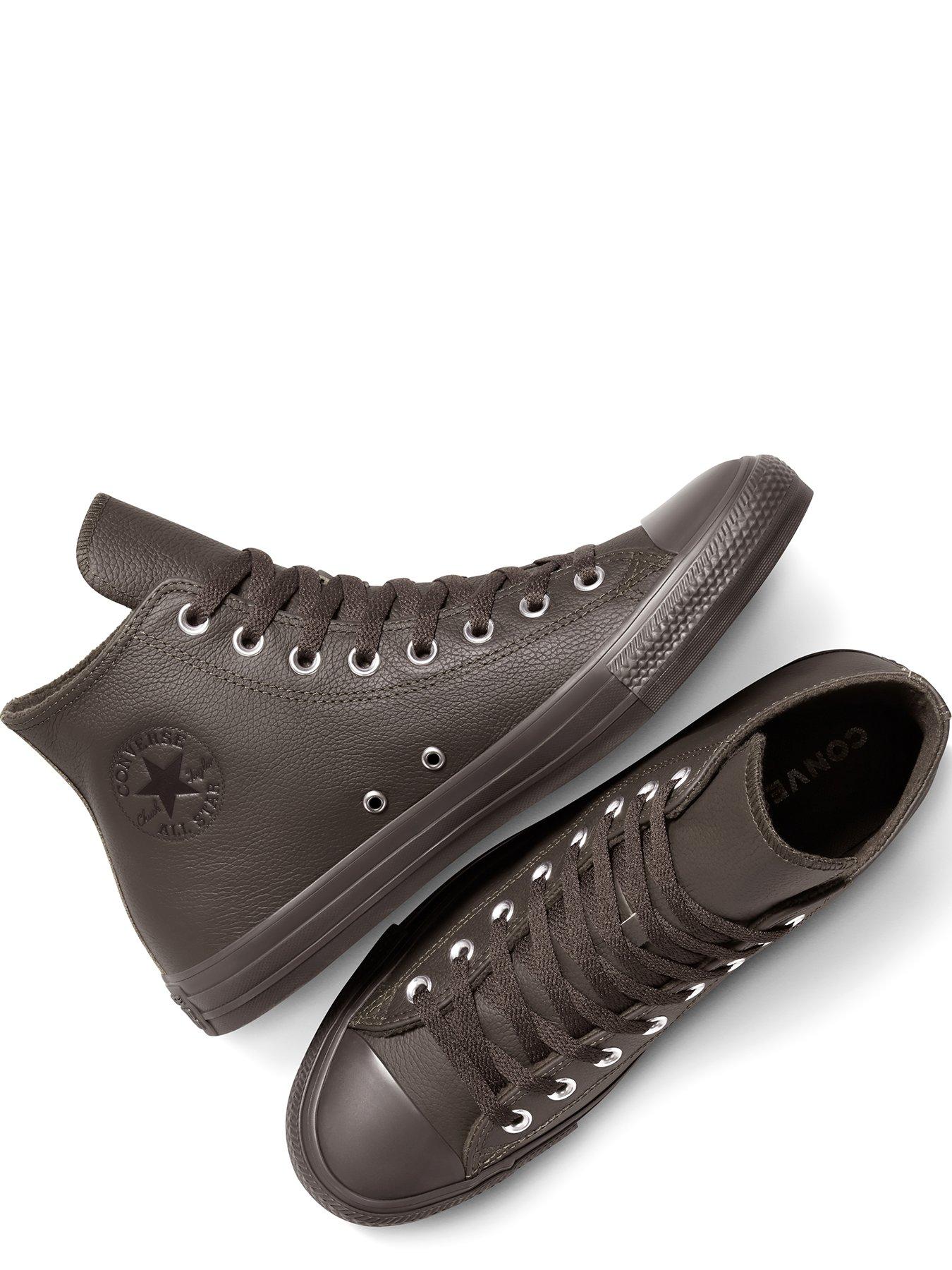 Converse Mens Chuck Taylor All Star Leather High Top - Brown | Very