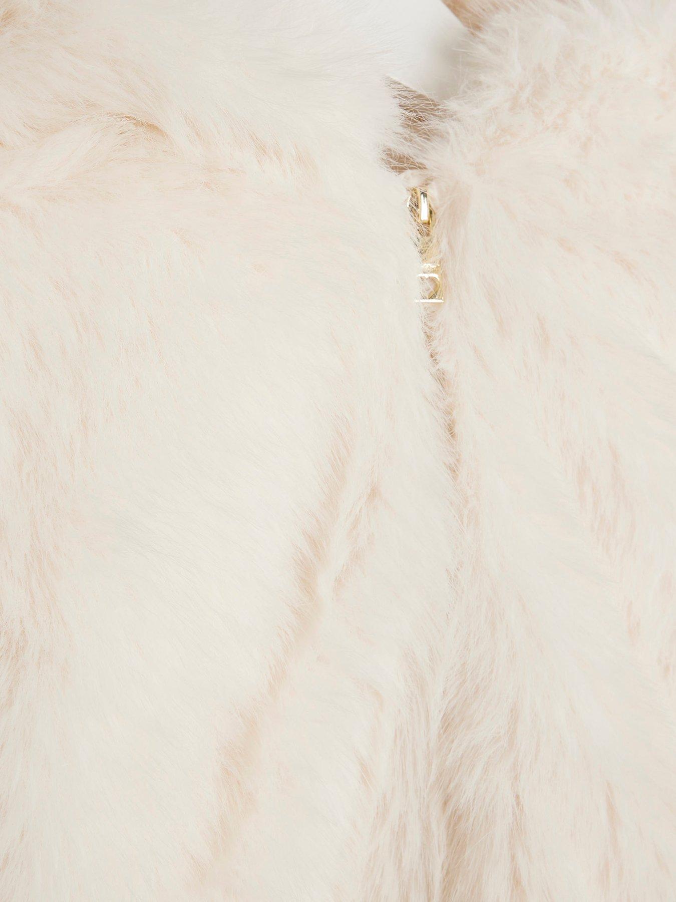 River Island Mini Girls Faux Fur Jacket With Ears - Cream | Very