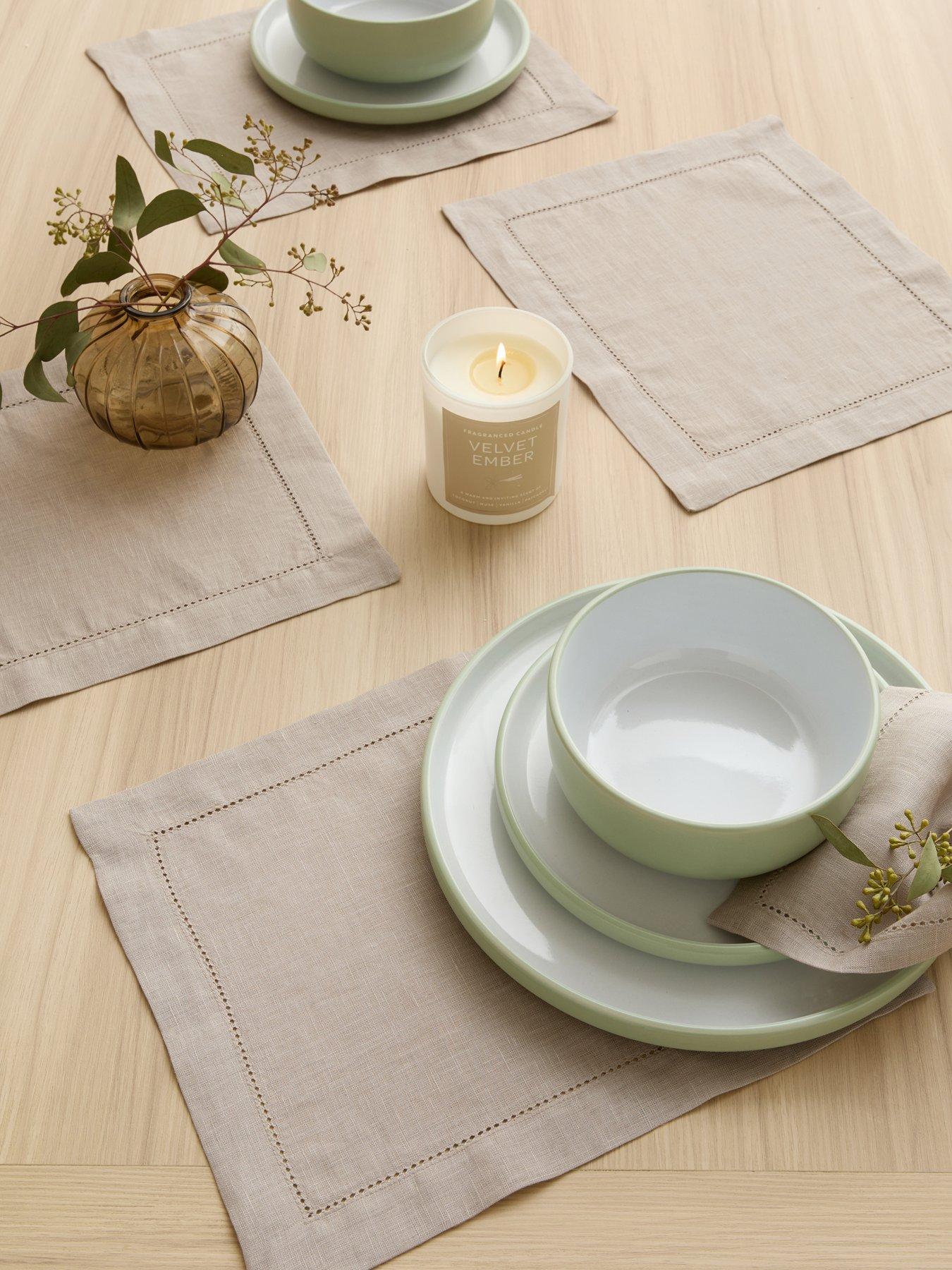 The Very Collection Set Of 4 Stone Linen Placemats 30 X 26cm | Very